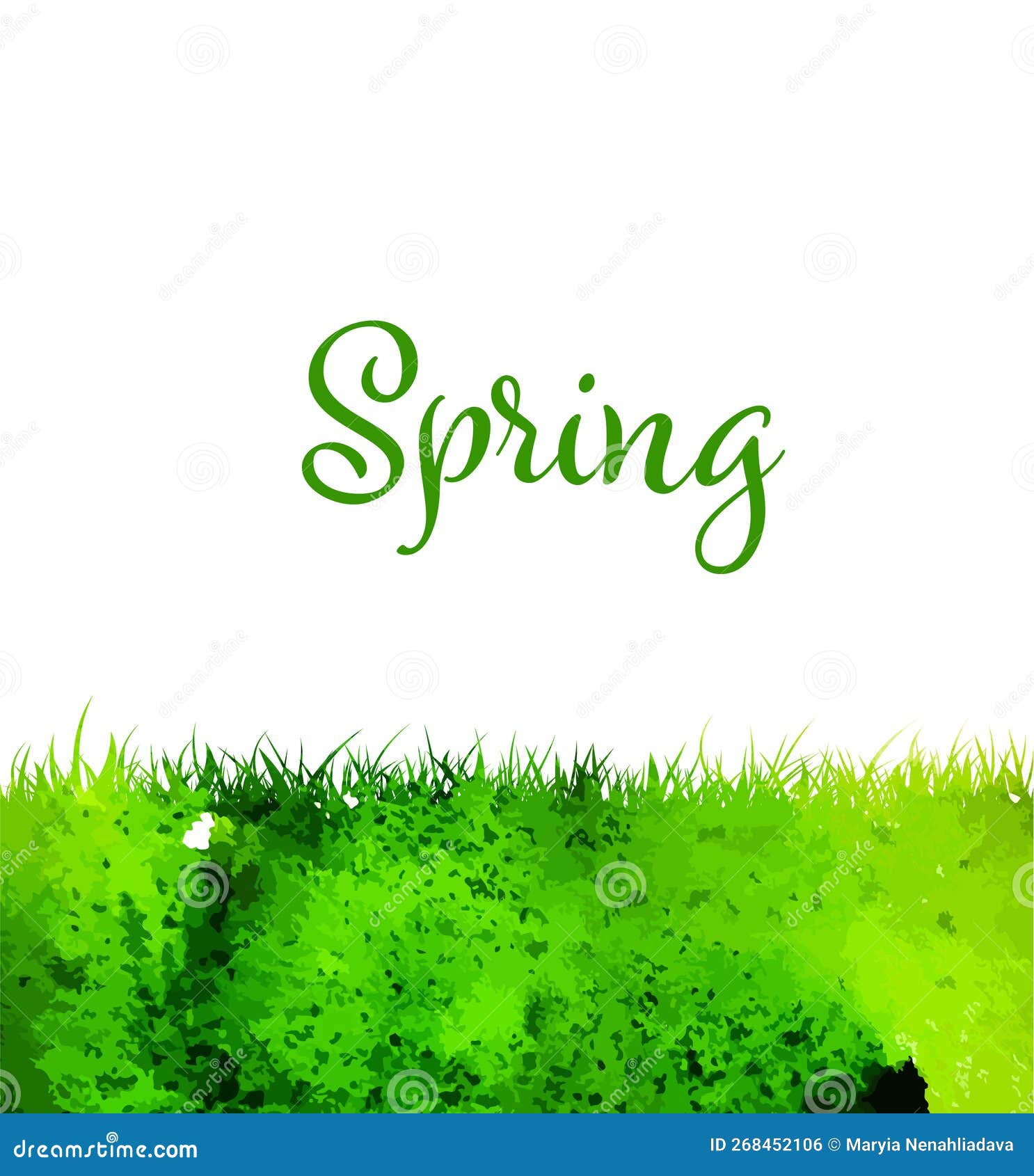Watercolor Grass Background. Hello Spring. Vector Illustration Stock ...