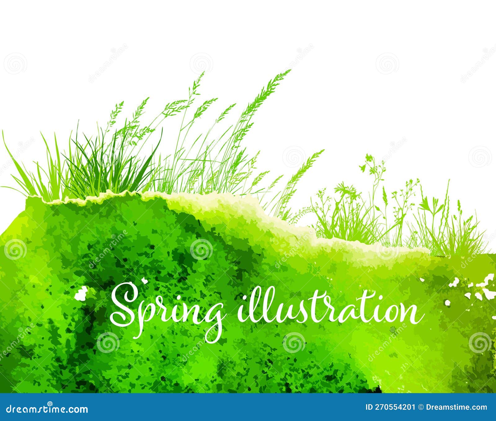 Watercolor Grass Background. Hello Spring. Beautiful Spring ...