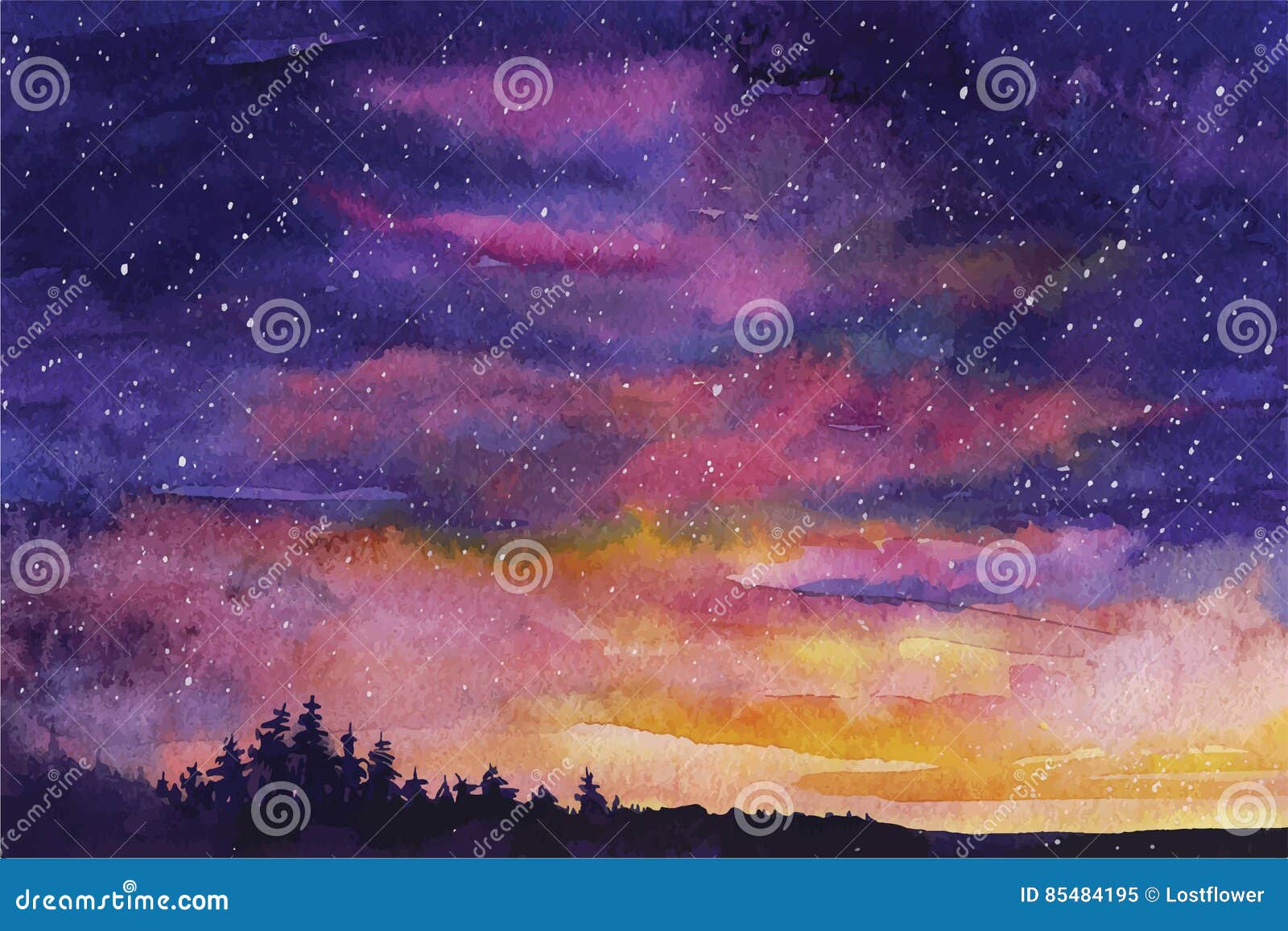 Watercolor Vector Background Space, Stars, Constellation, Nebula Stock ...