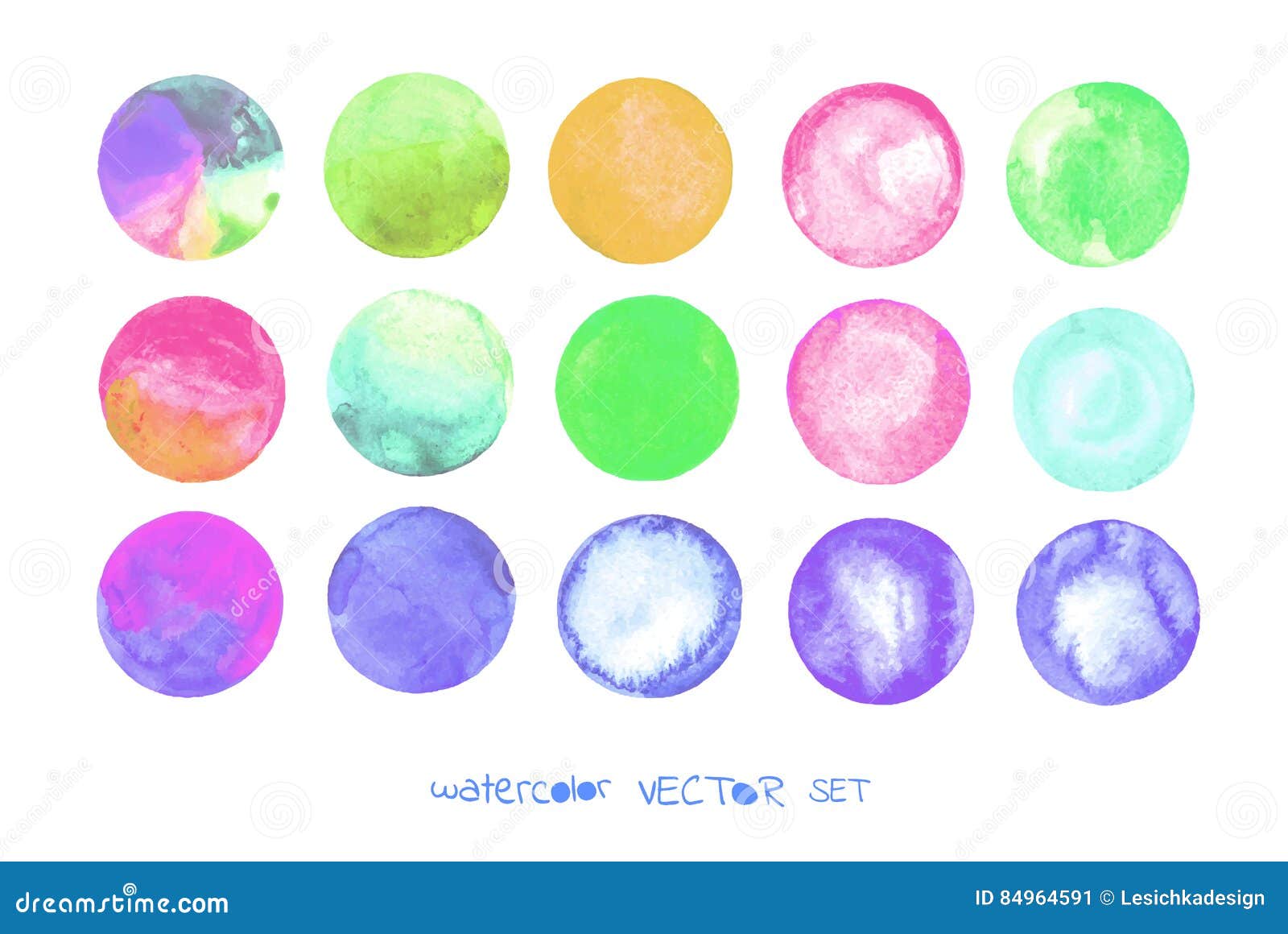 Watercolor Vector Circles Set Stock Vector - Illustration of pink ...