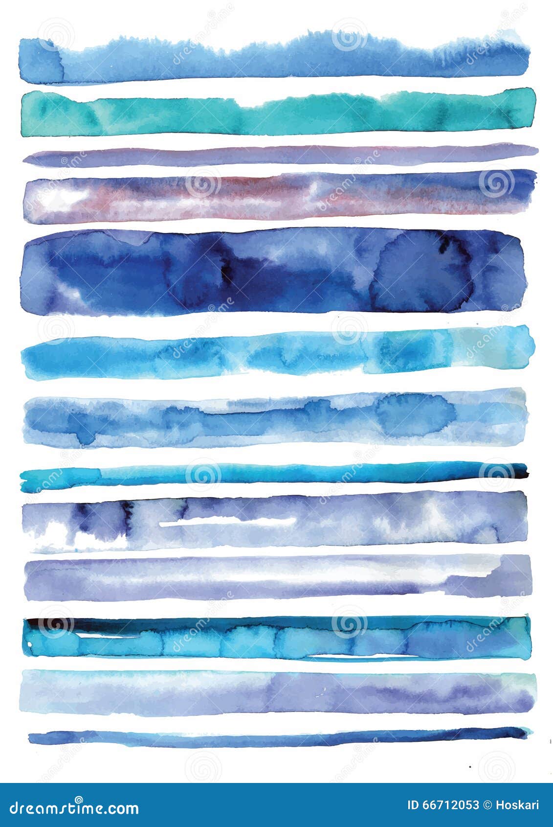 Watercolor Vector Lines, Borders, Blue and Violet Watercolor Vector ...