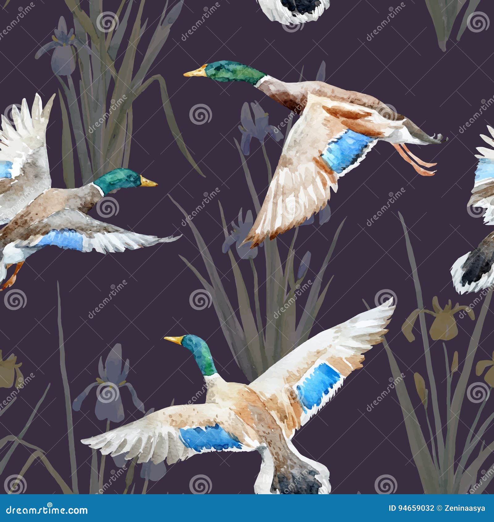 Watercolor Vector Pattern with Ducks Stock Vector - Illustration of ...