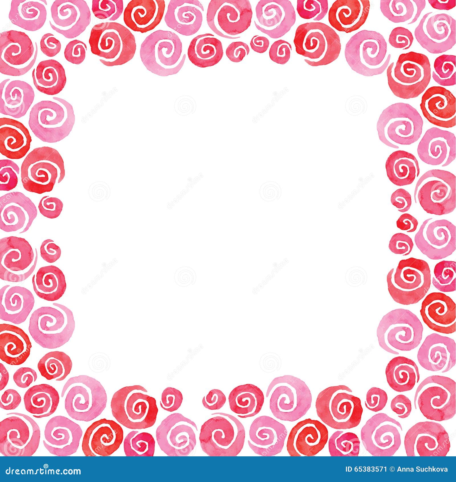 Watercolor Vector Pink Rose Square Flower Frame Stock Vector ...