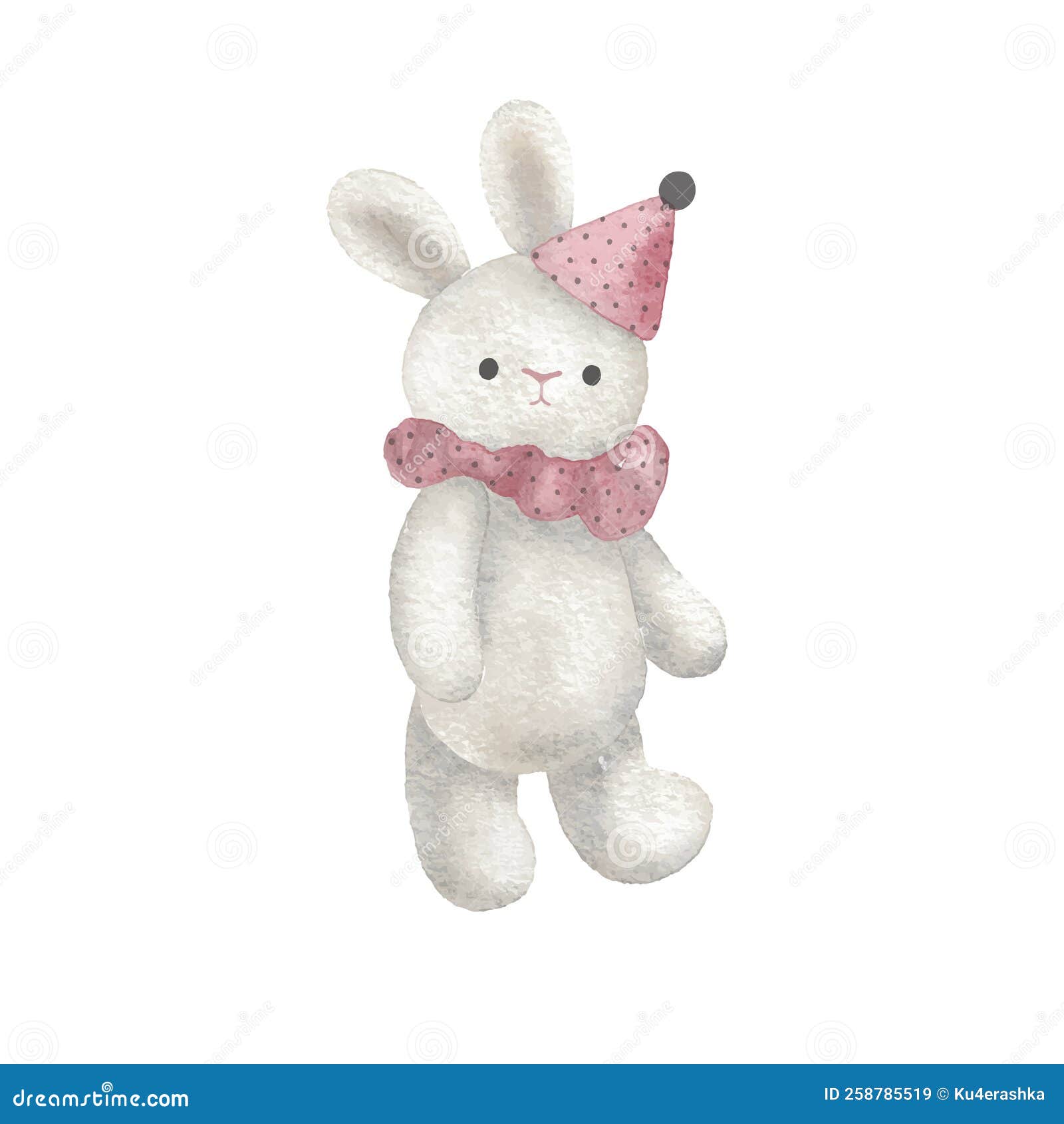 Watercolor Vector Plush Toy Bunny Isolated on White Background. Stock ...