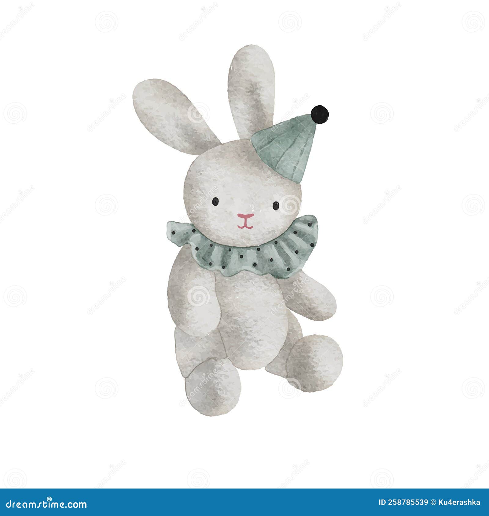Watercolor Vector Plush Toy Bunny Isolated on White Background. Stock ...