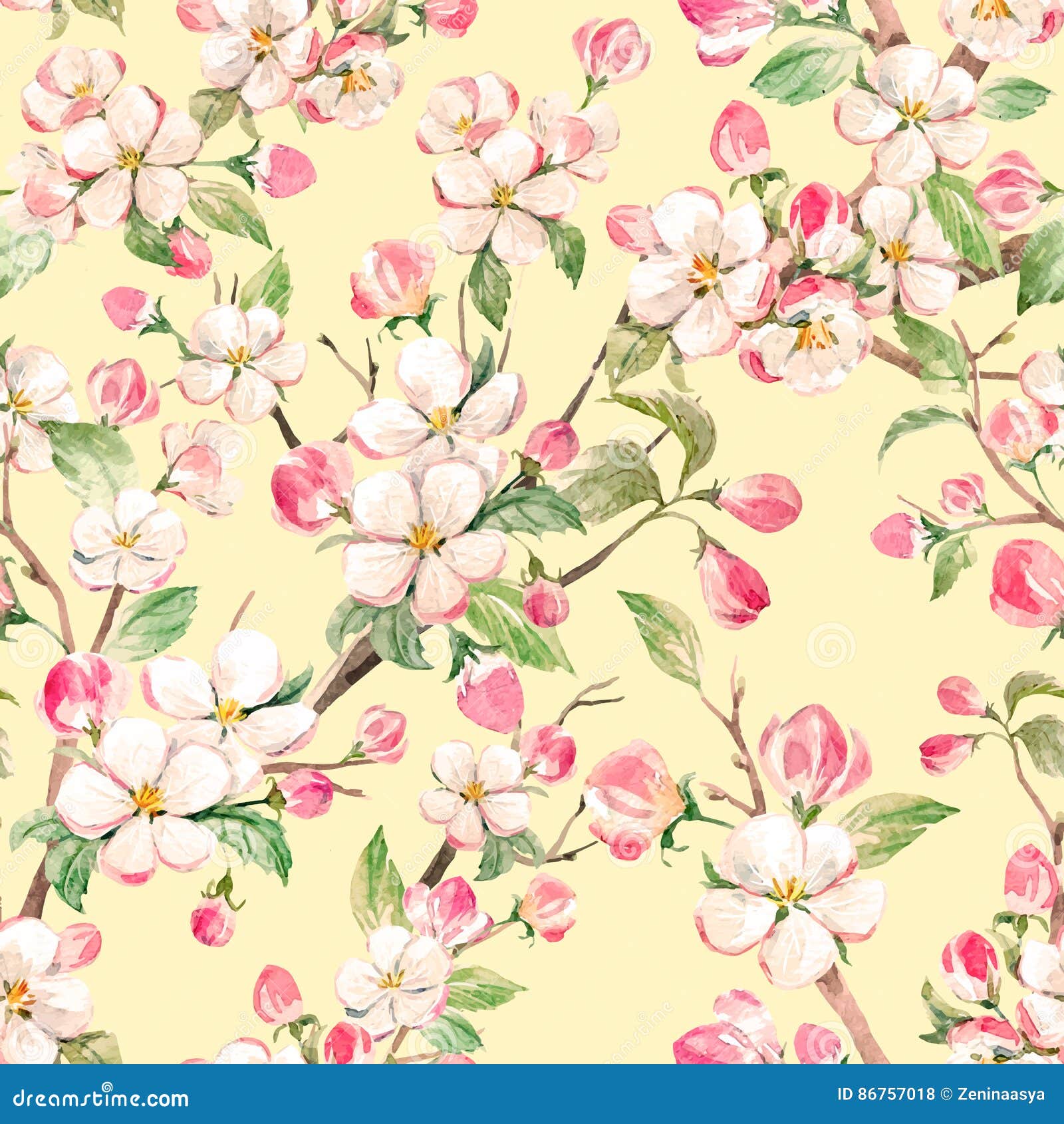 Watercolor Vector Spring Floral Pattern Stock Vector - Illustration of ...