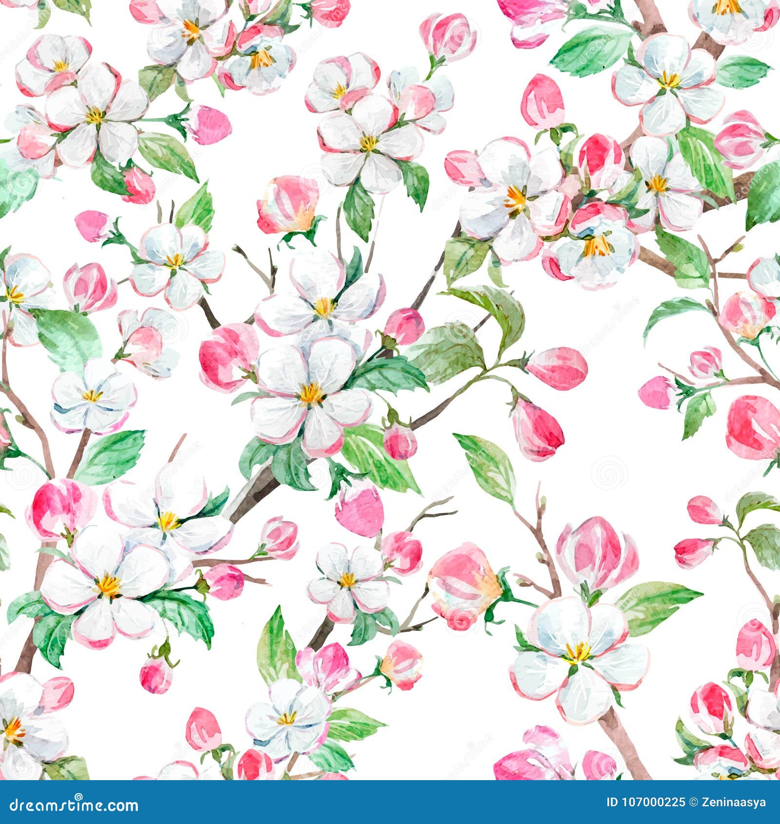 Watercolor Vector Spring Floral Pattern Stock Vector - Illustration of ...