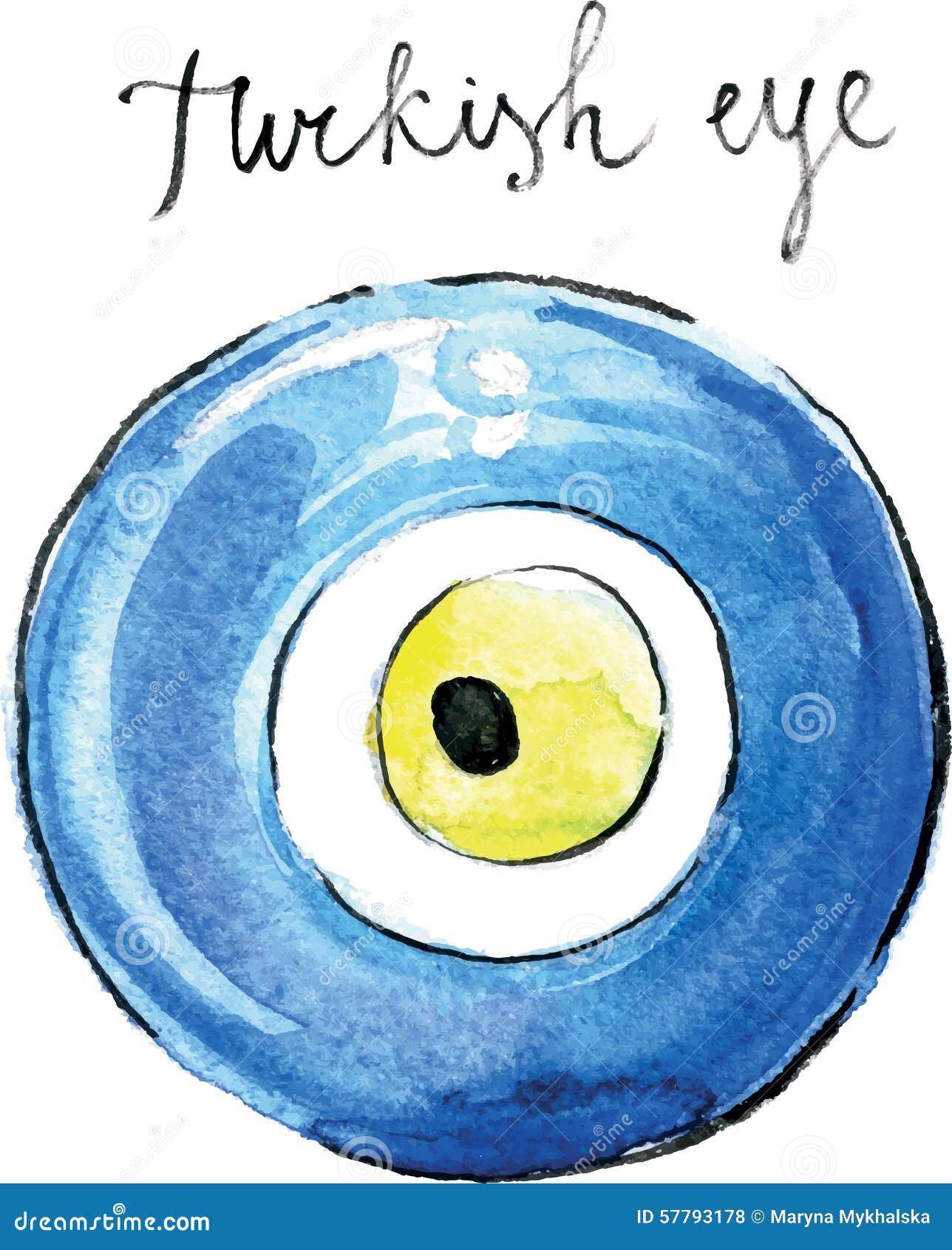 Watercolor Vector Turkish Eye Stock Vector - Illustration of greek ...
