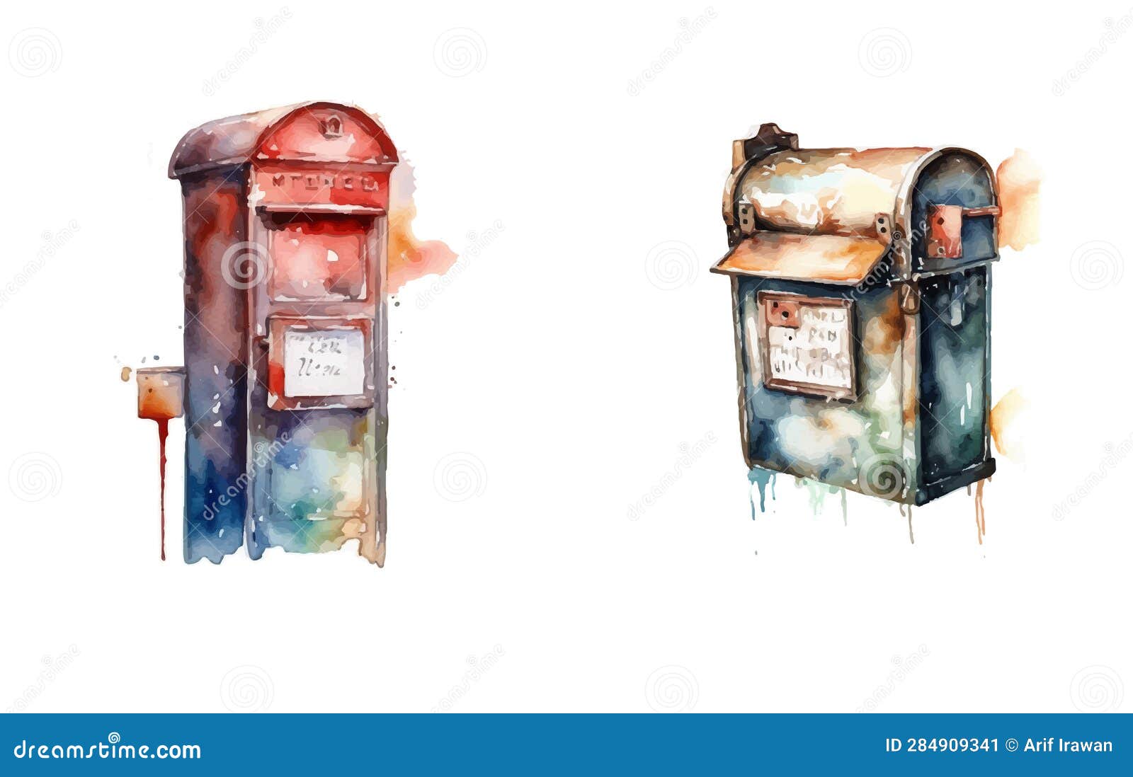 Watercolor Vintage Abandoned Mailbox Vector Stock Vector - Illustration ...