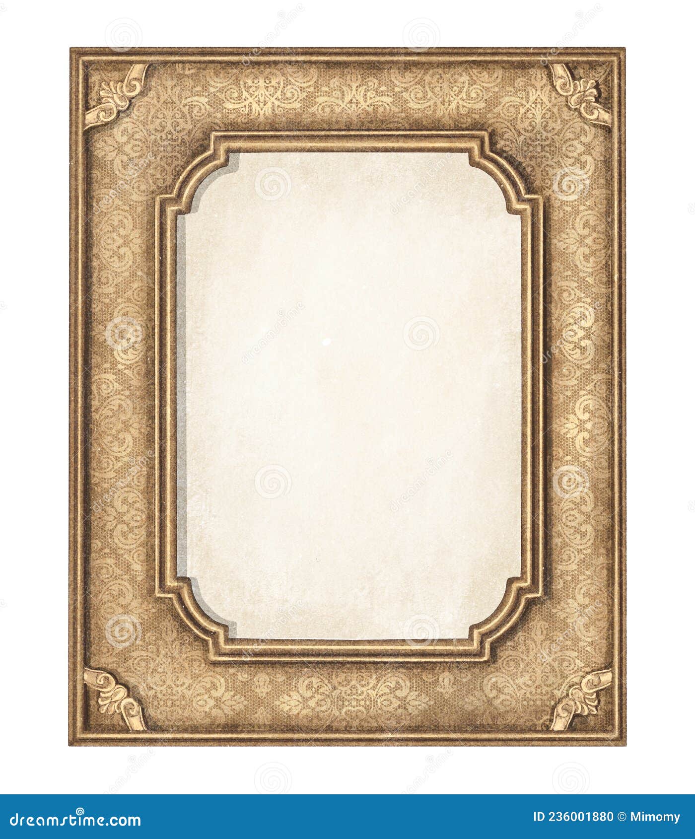 Watercolor Vintage Gold Rectangular Frame with Ornate Pattern Stock ...