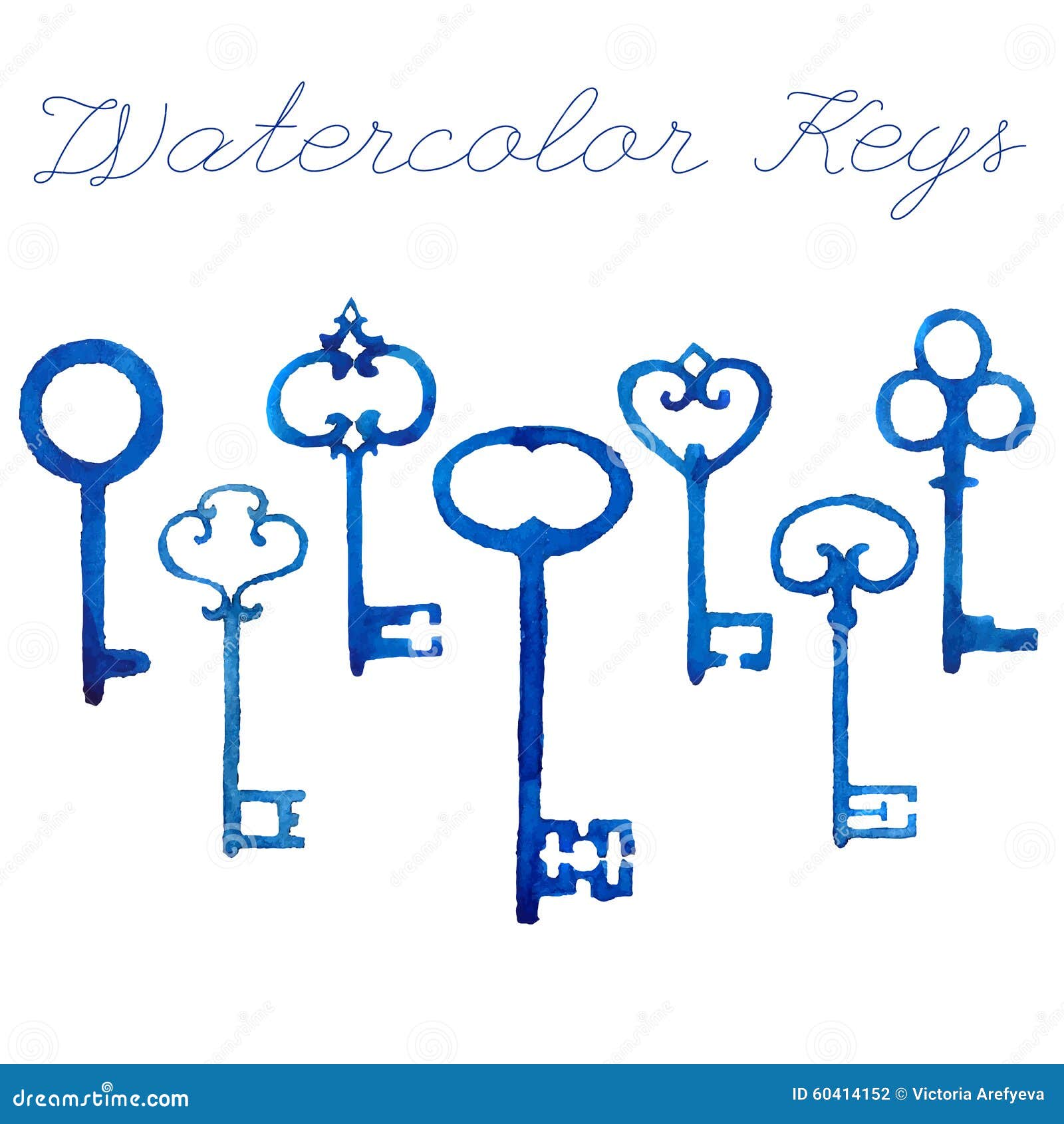 Watercolor vintage keys. stock vector. Illustration of login - 60414152
