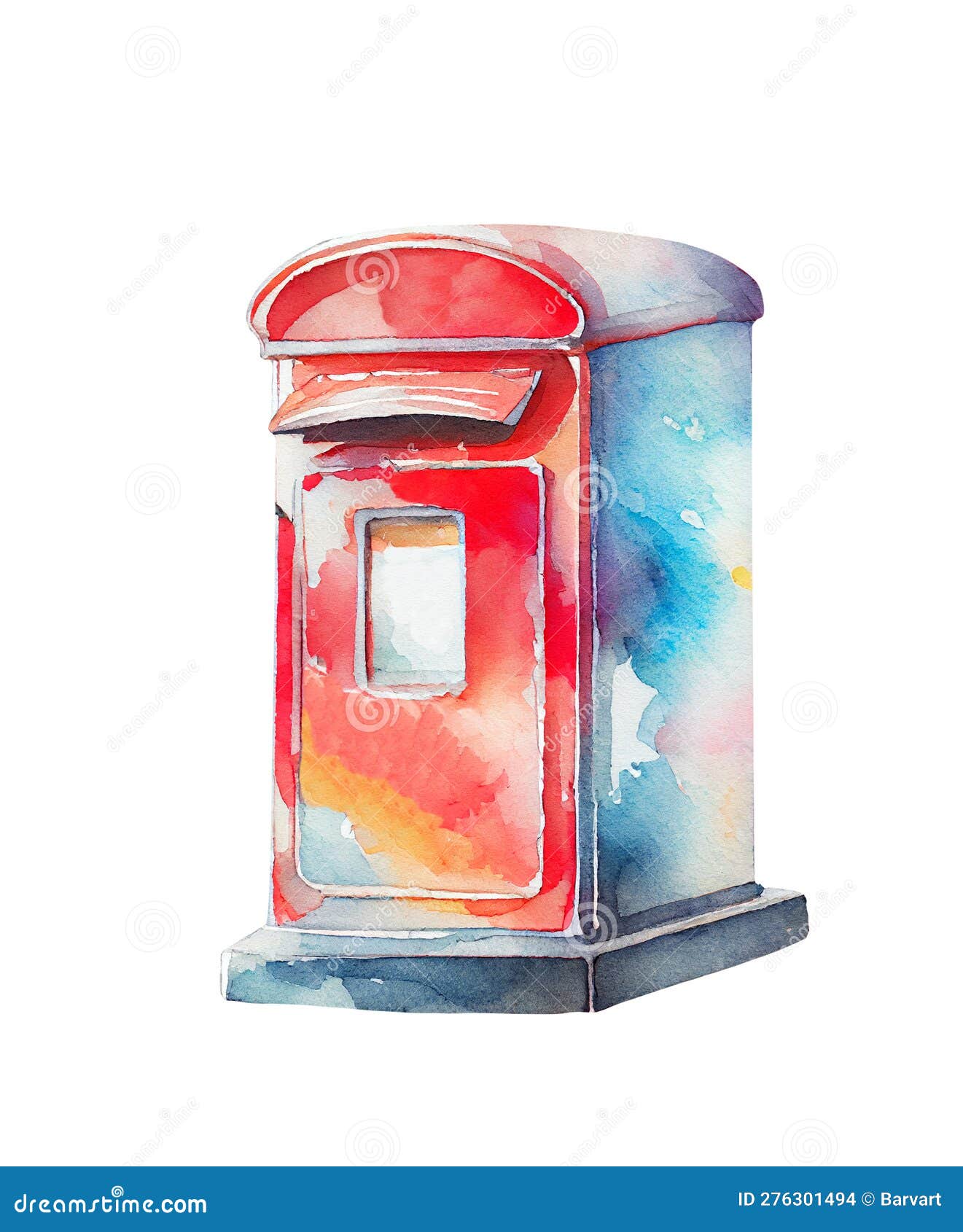 Watercolor Vintage Mailboxes. Post Office Watercolor Clipart Stock ...