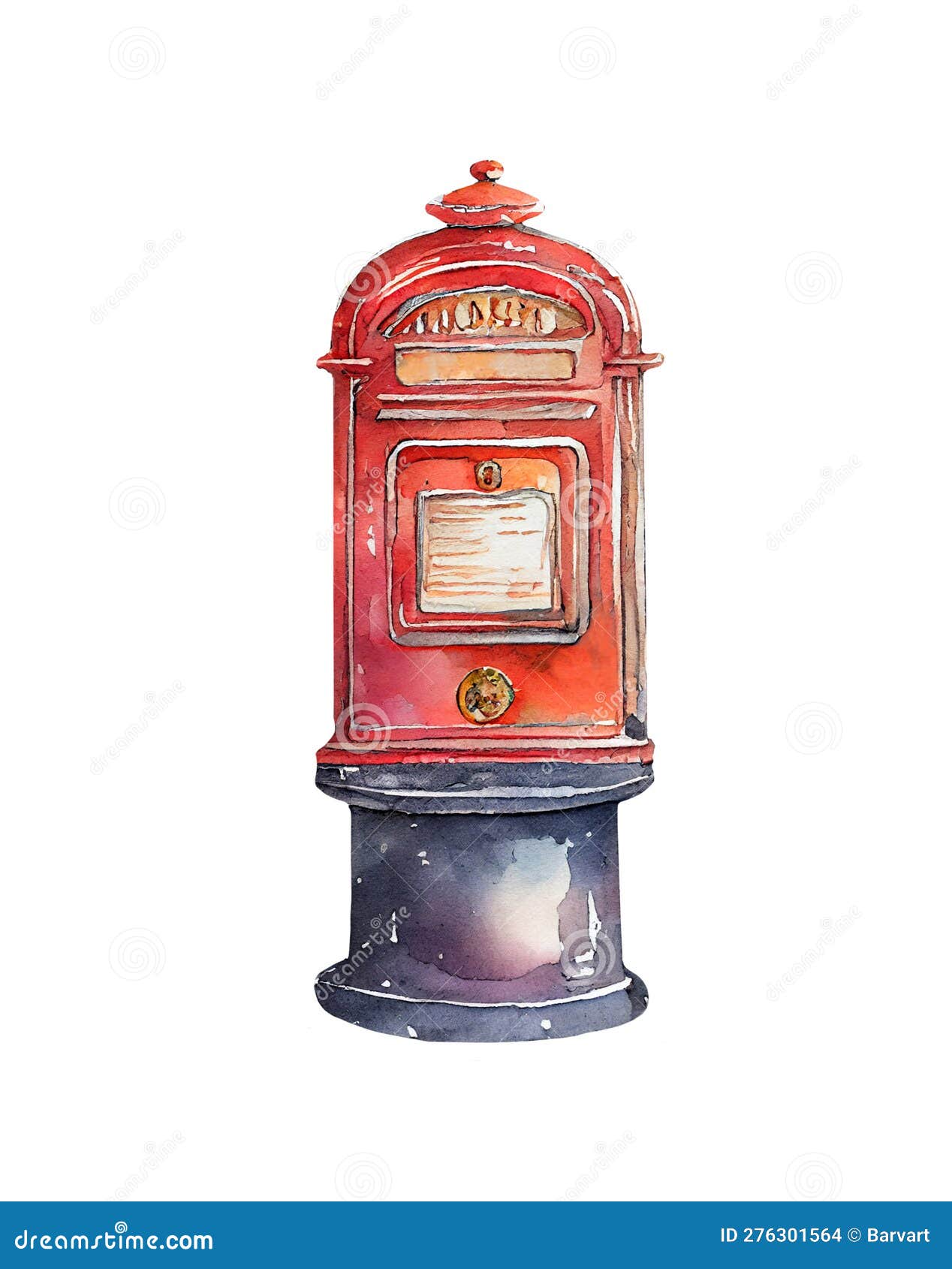 Watercolor Vintage Mailboxes. Post Office Watercolor Clipart Stock ...