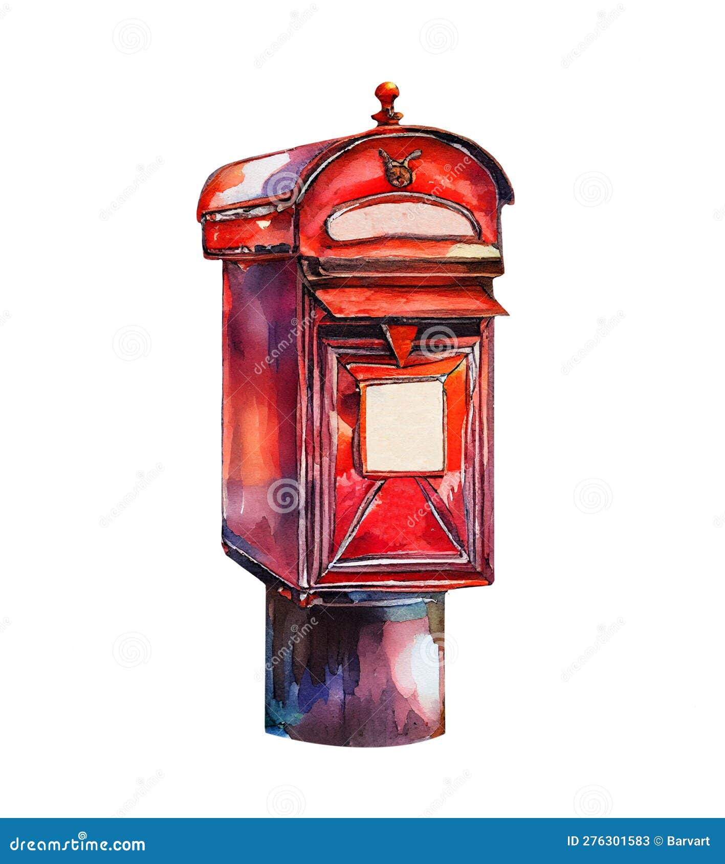 Watercolor Vintage Mailboxes. Post Office Watercolor Clipart Stock ...