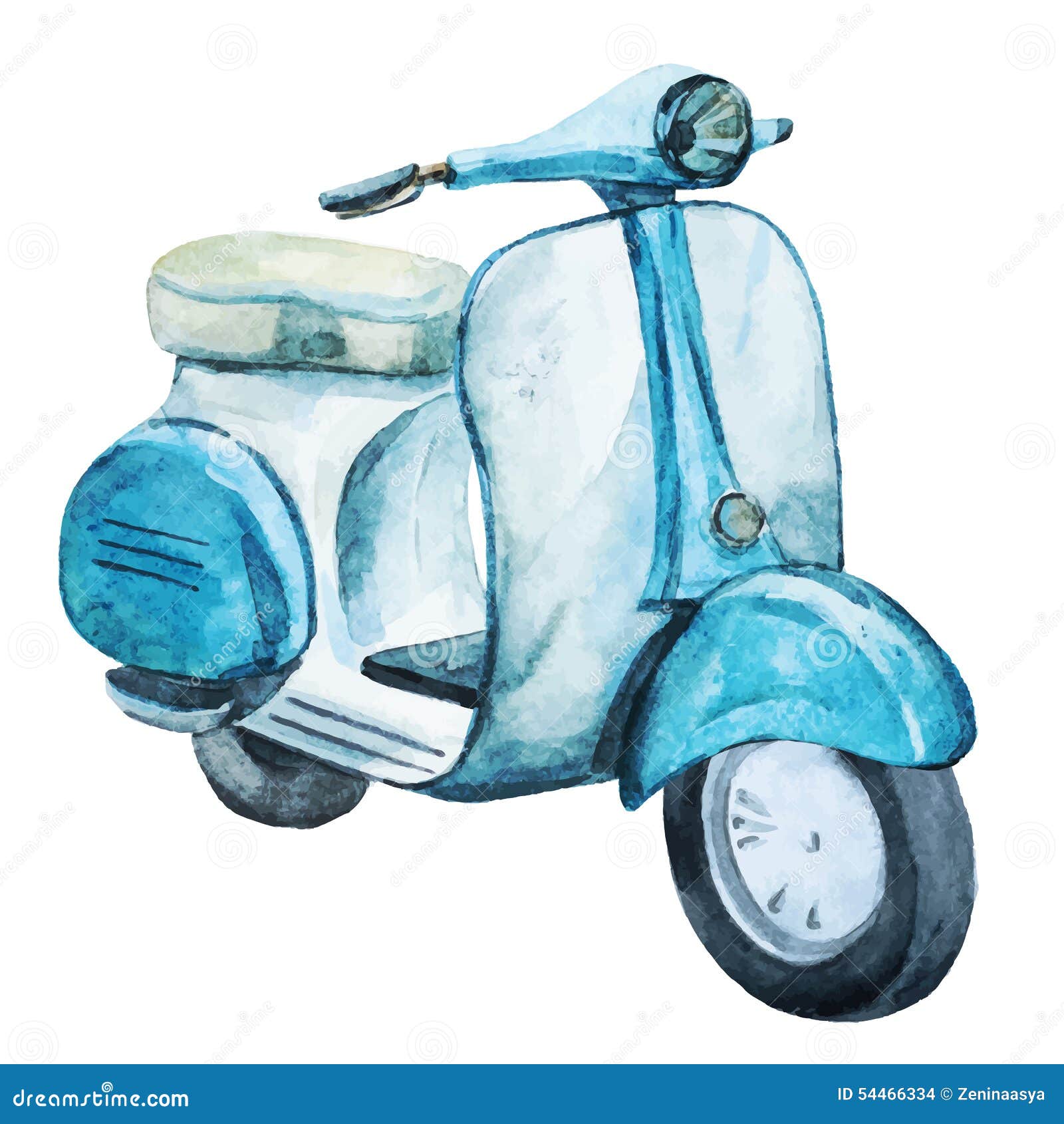 Watercolor vintage scooter stock vector. Illustration of bike - 54466334 Watercolor vintage scooter stock vector. Illustration of bike - 54466334