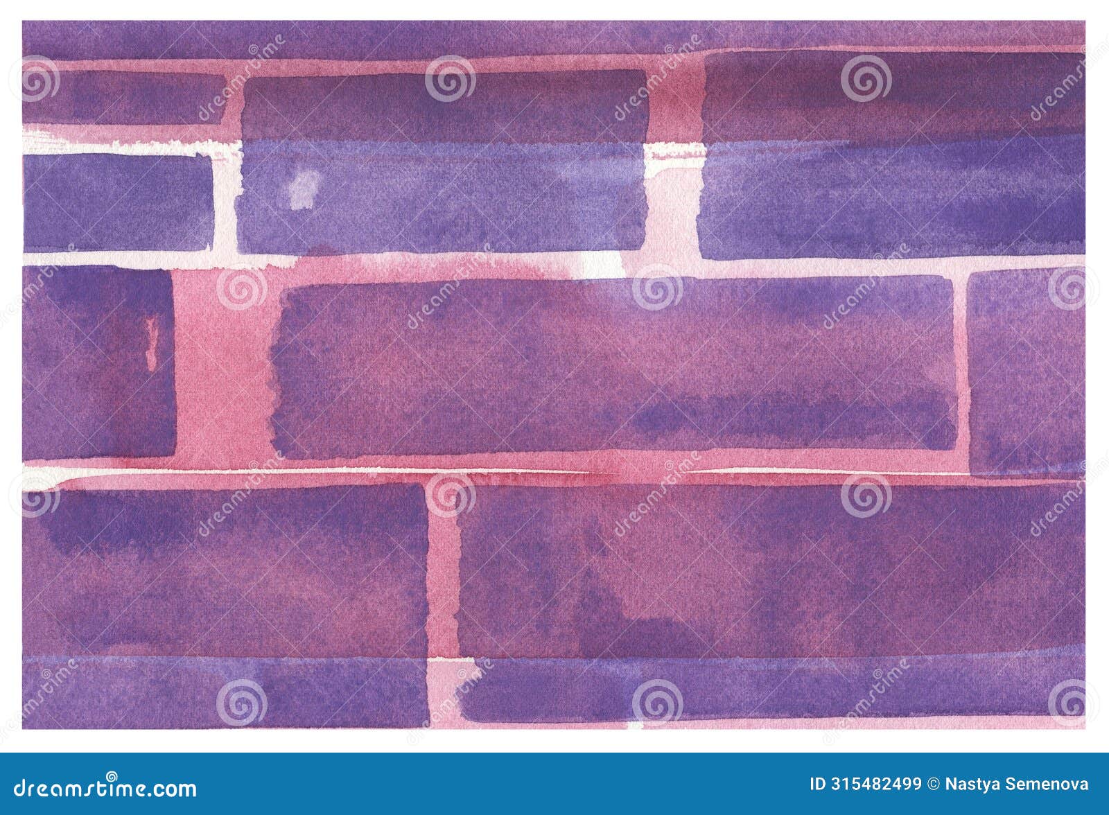 Watercolor Violet Bricks Background, Hand Drawing Abstract Brick ...