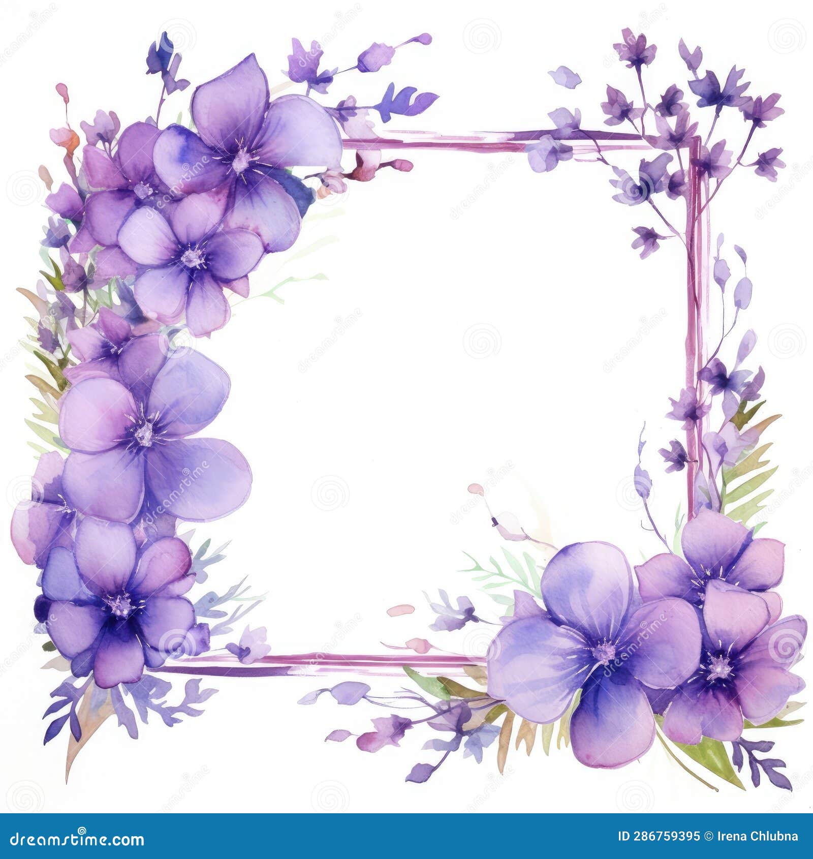 Watercolor violet frame stock illustration. Illustration of frame ...