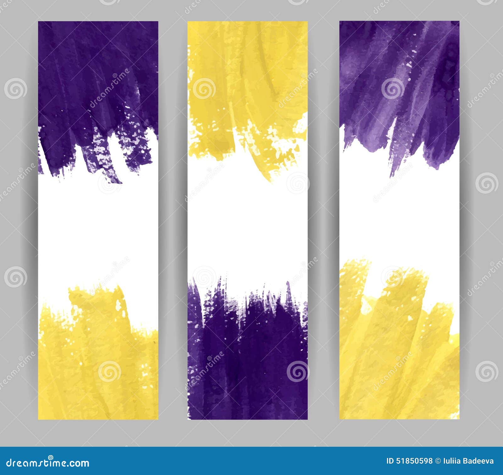 Watercolor Violet and Yellow Banners Stock Vector - Illustration of ...