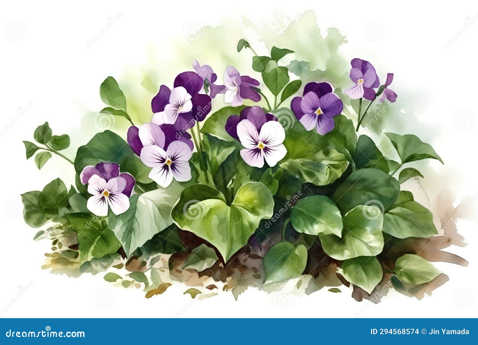 Watercolor Violets In A Repeating Pattern Royalty-Free Stock Photo ...