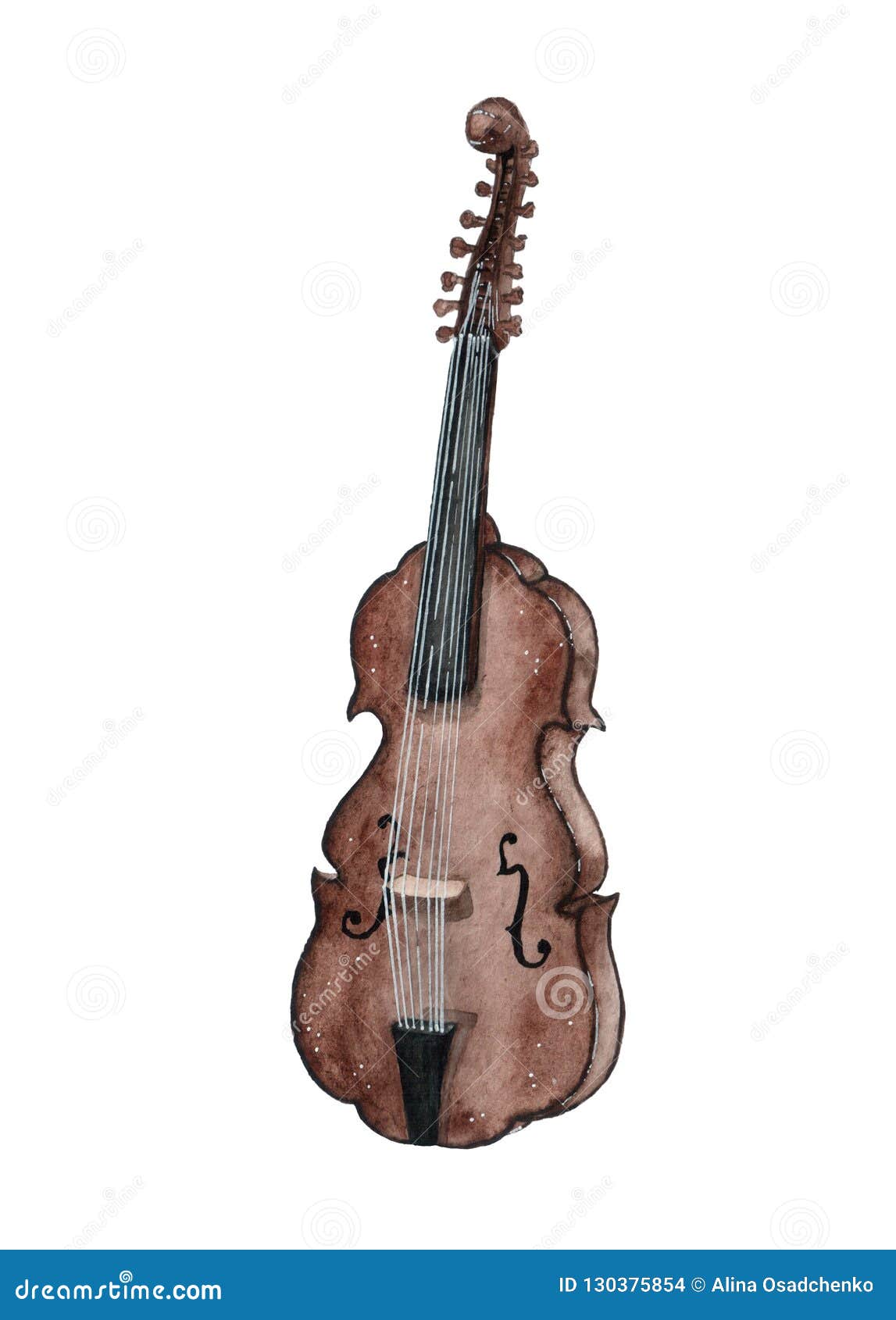 Watercolor Violin Illustration. Strings Musical Instruments in Classic ...