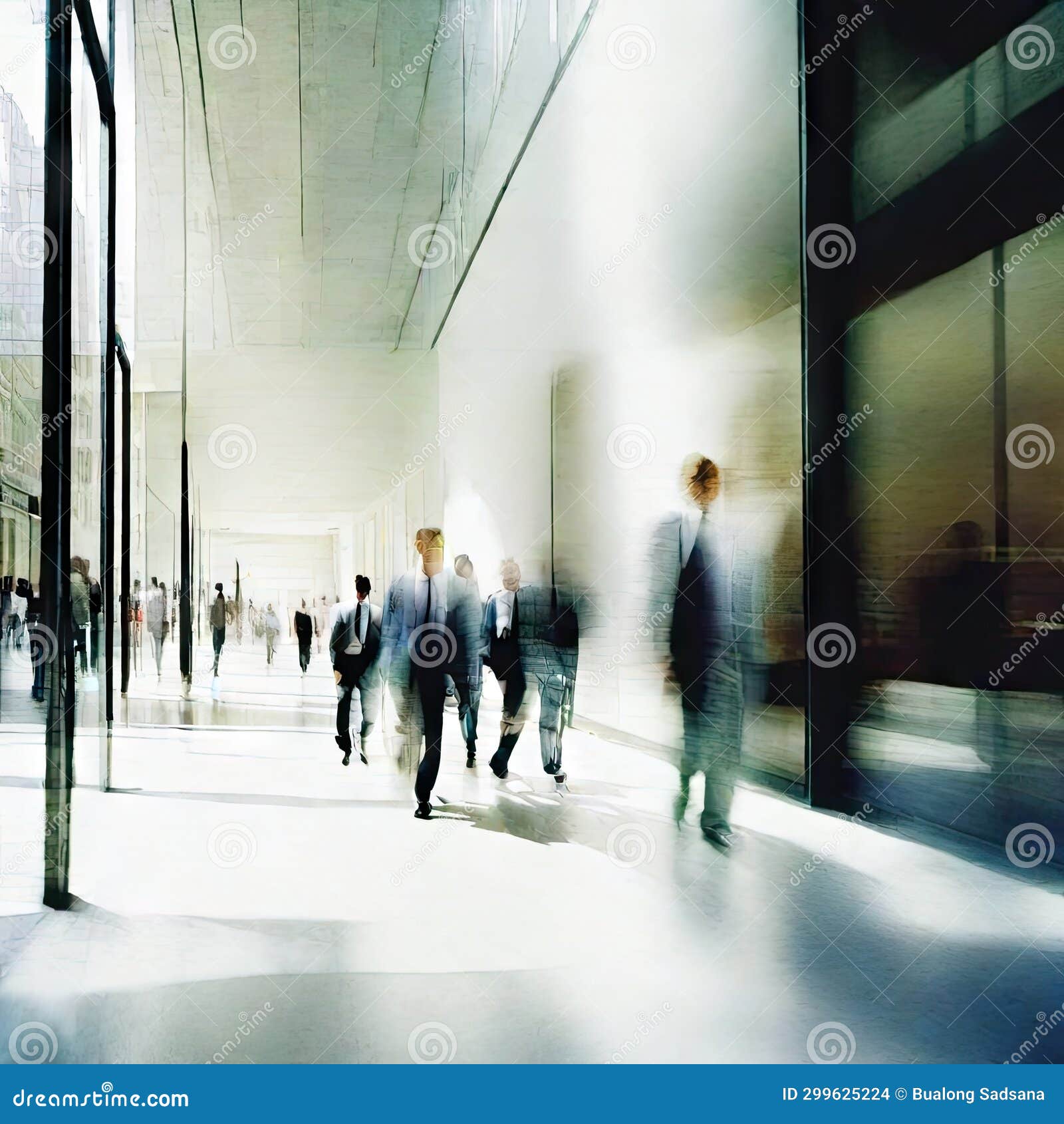 Watercolor of Walking in Building with Motion Stock Illustration ...