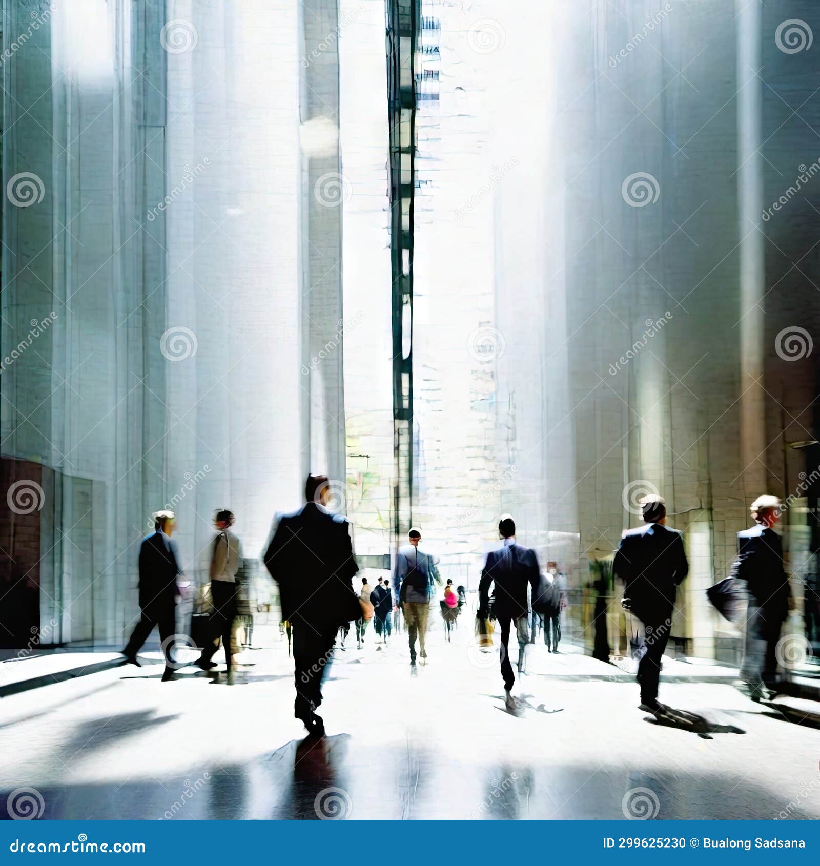 Watercolor of Walking in Building with Motion Stock Illustration ...
