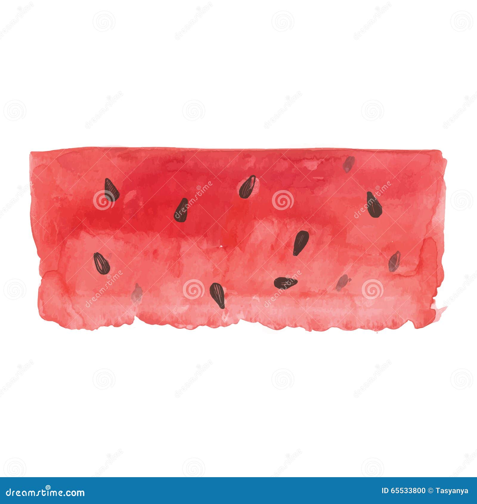 Watercolor Watermelon Slice With Seeds Isolated On White Background ...