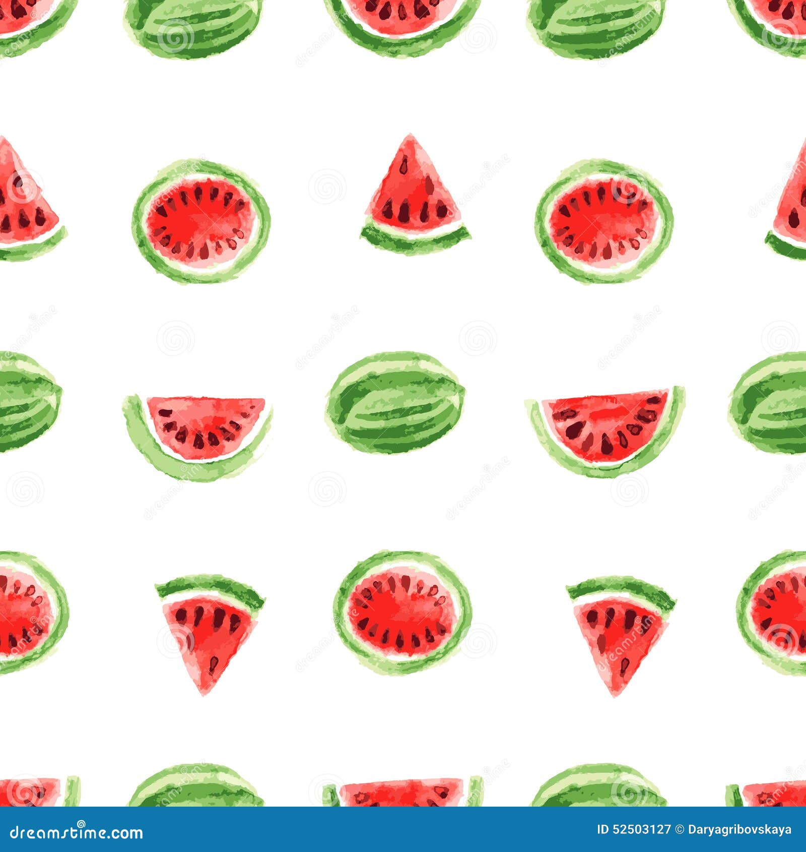 Watercolor Watermelon Pattern Stock Vector - Illustration of food ...