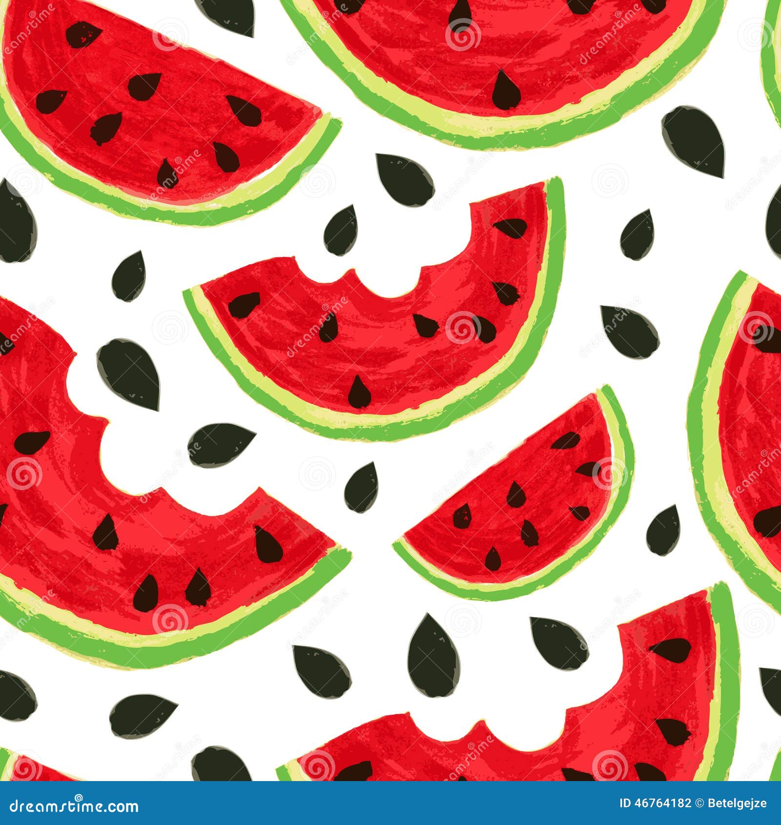 Watercolor Watermelon Slices, Seamless Background. Vector Illustration ...