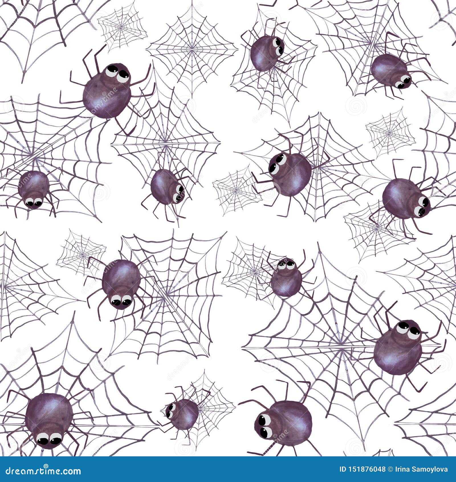 Watercolor Web with Spider. Seamless Pattern. Halloween Symbol Stock ...