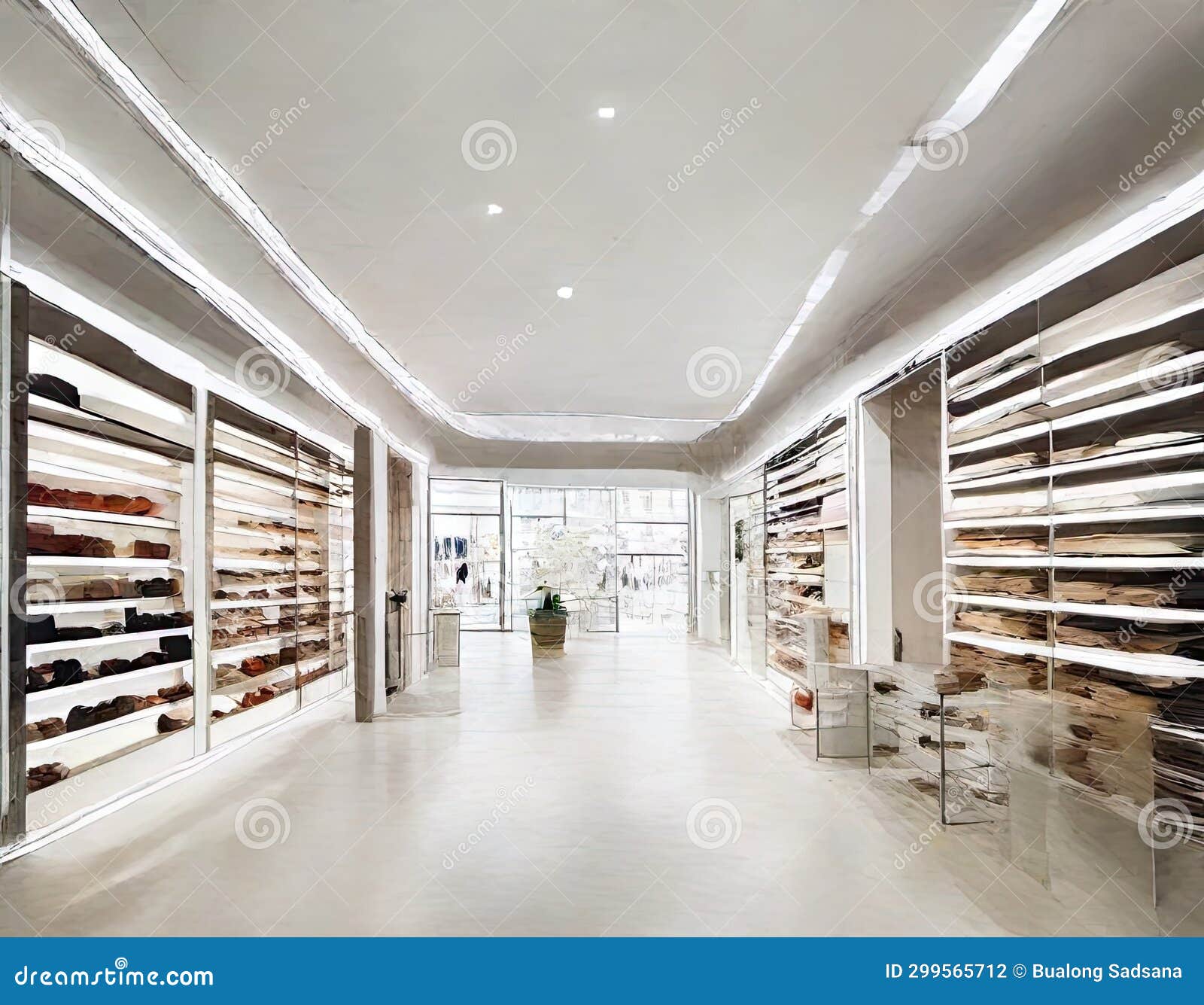 Watercolor of White Clean Retail Store Well Let Stock Illustration ...