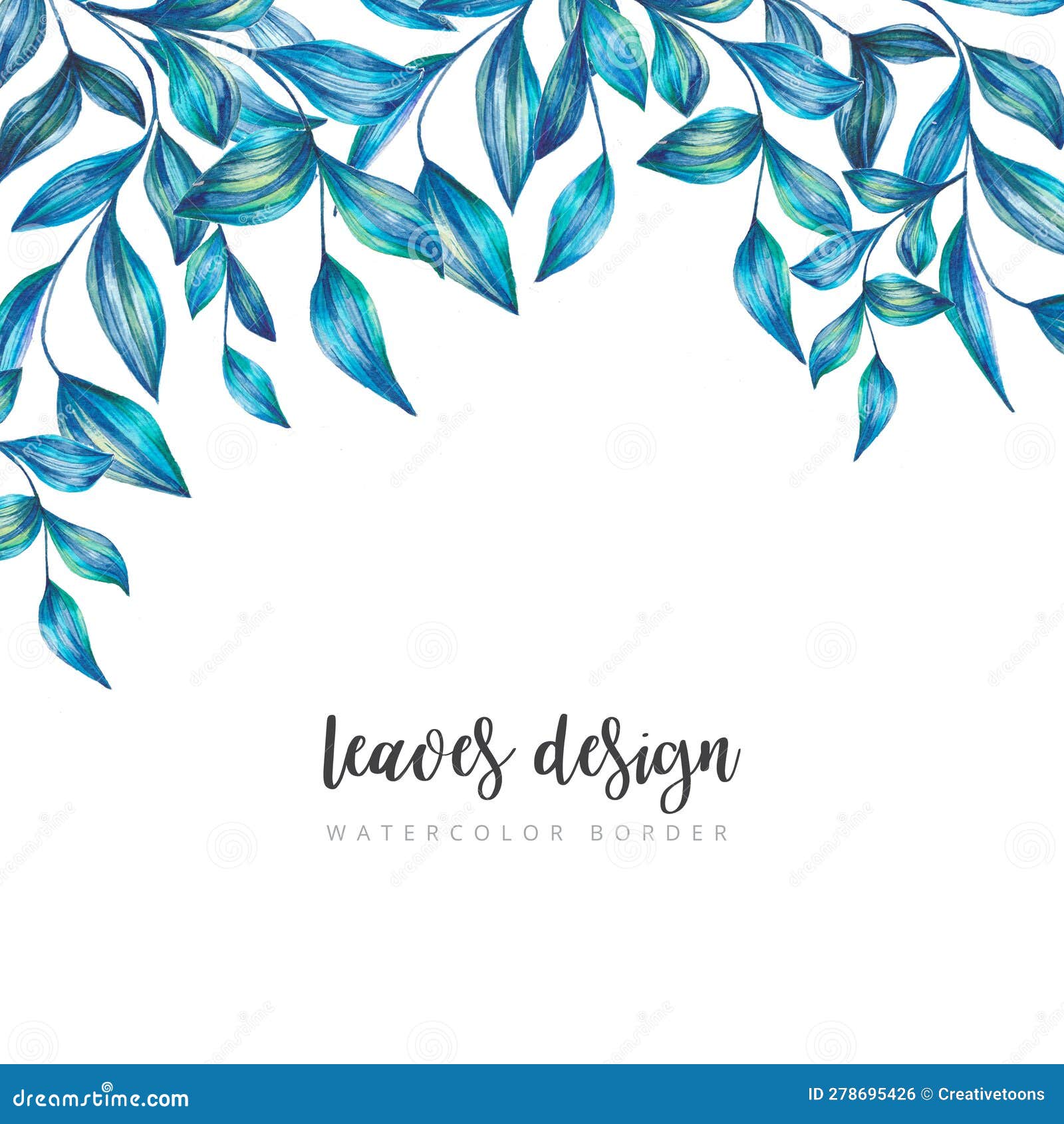 Watercolor Wild Leaves Border. Abstract Background Watercolor with ...