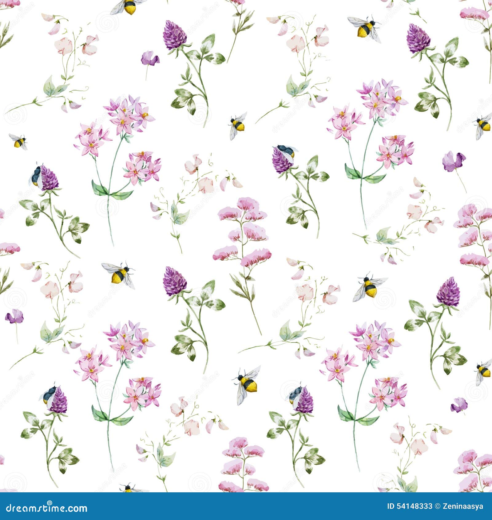 Watercolor Wildflower Pattern Stock Vector - Illustration of popular ...