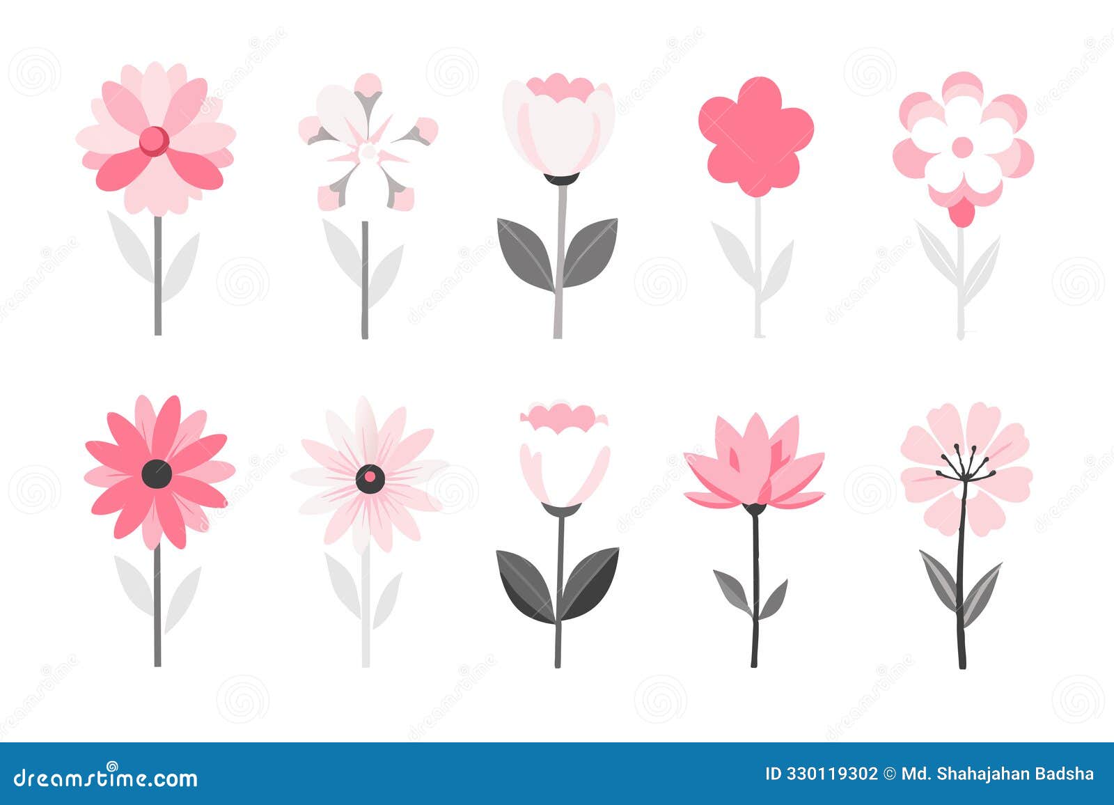 Wild Flat Floral Element Collection Stock Illustration - Illustration of floral, flowers: 330119302