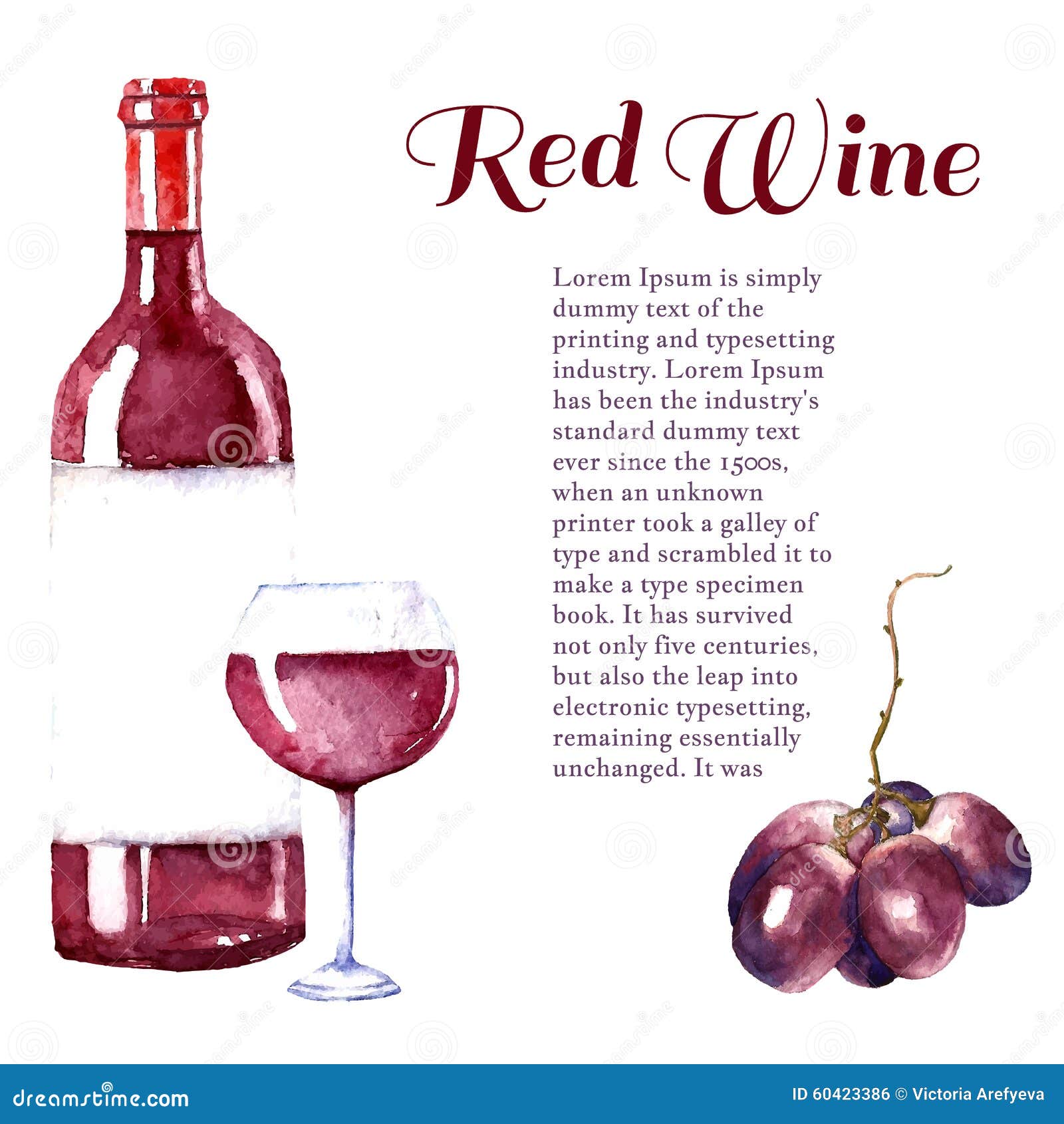 Watercolor Wine Design Elements. Stock Vector - Illustration of hand ...