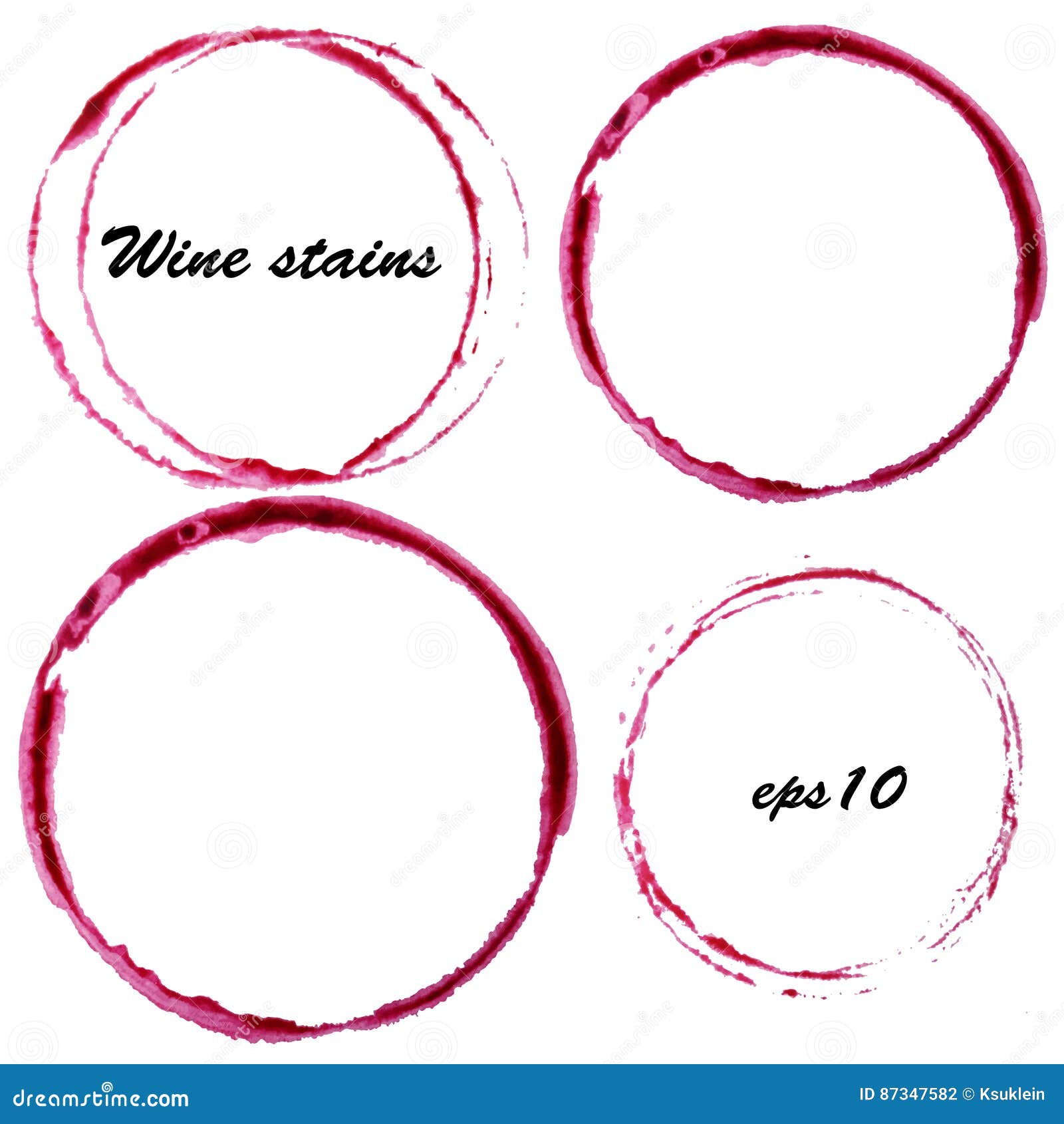 Watercolor Wine Stains Wine Glass Circles Mark Isolated On White Background Menu Design