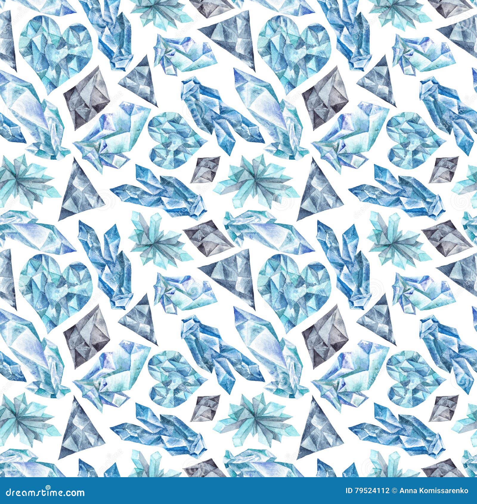 Watercolor Winter Crystal Pattern Stock Illustration - Illustration of ...