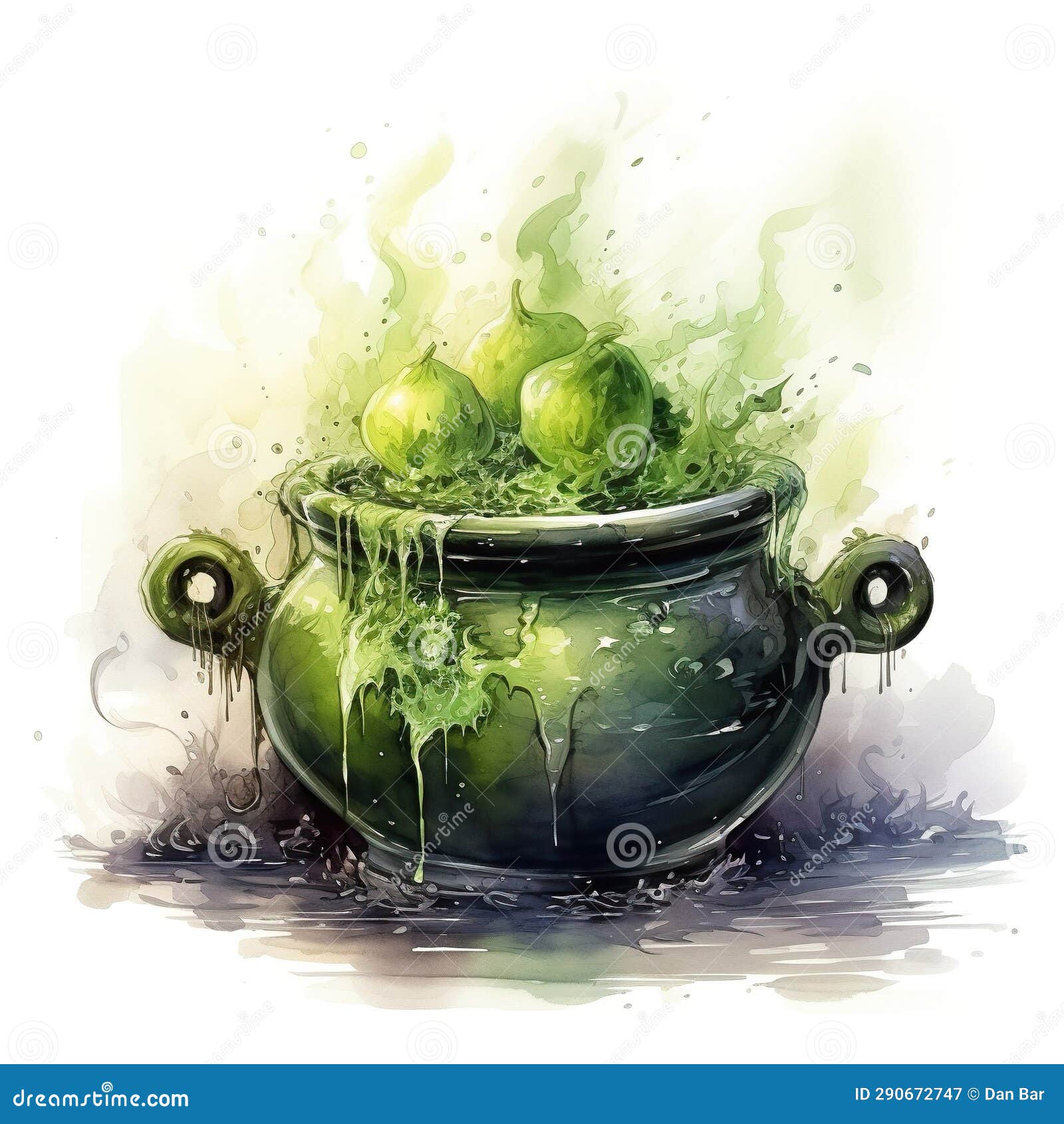 Watercolor Witch S Cauldron, Boiling Magic Potion. Generative Ai Stock ...
