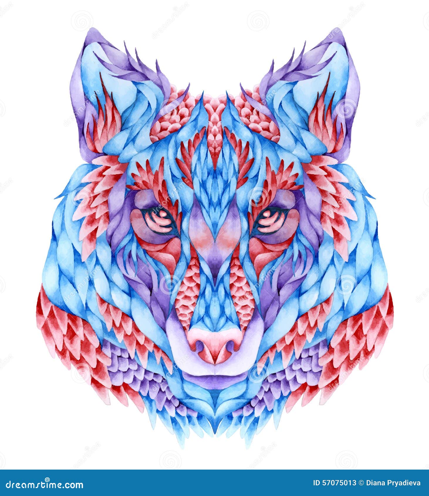 Watercolor Ink Wolf Eel. Underwater Illustration In Circle ...