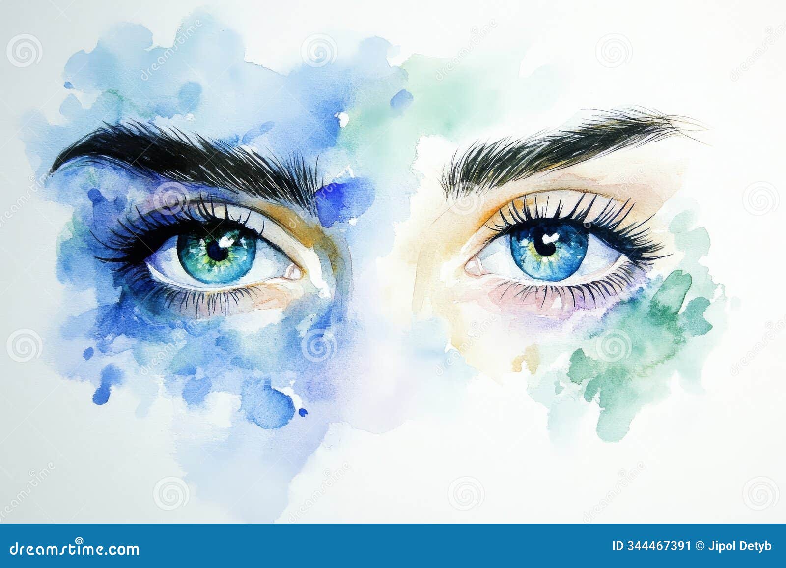 Watercolor woman eyes. stock image. Image of white, open - 344467391