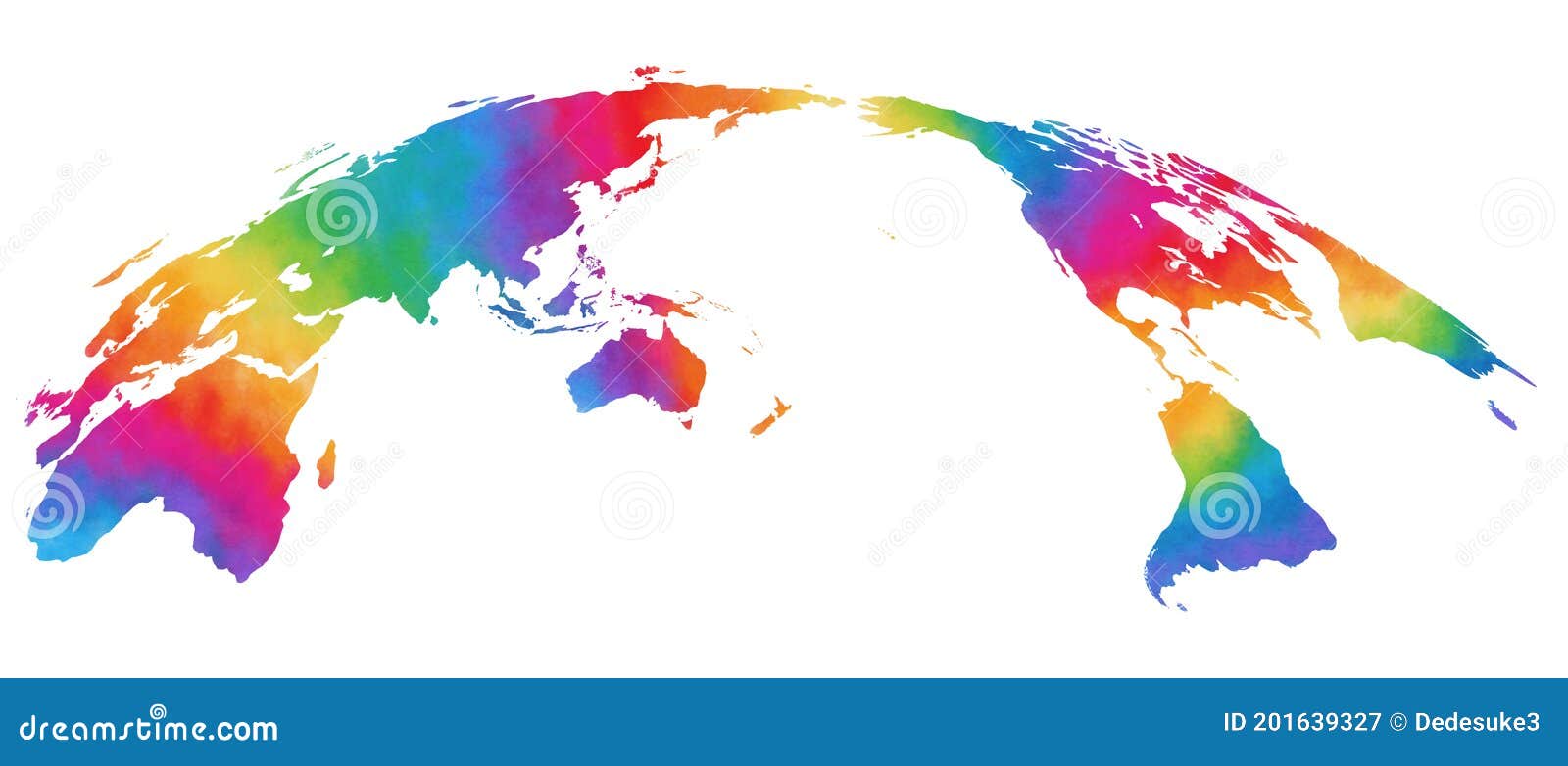 Watercolor World Map Centered on Asia Stock Illustration - Illustration ...