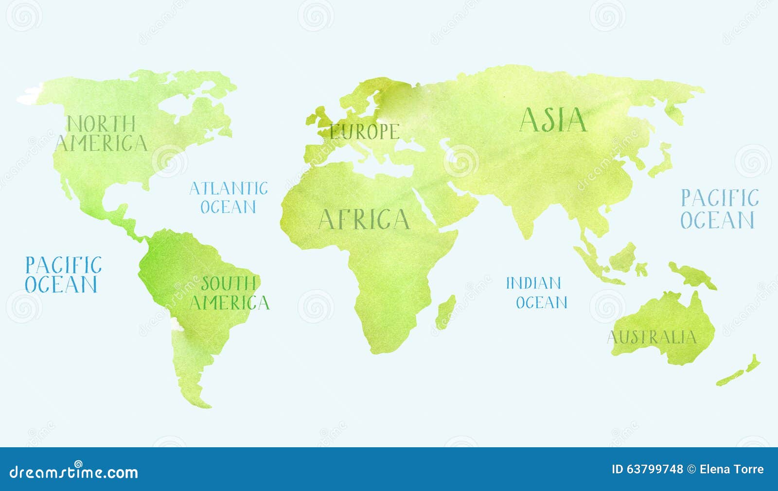 Watercolor world map stock illustration. Illustration of africa - 63799748