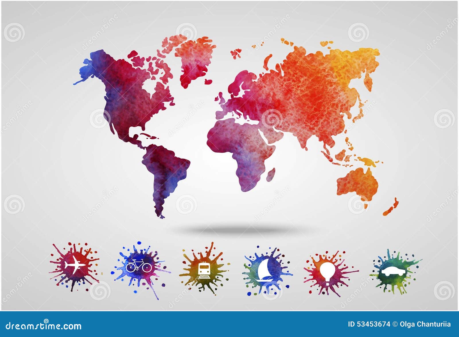 Watercolor World Map Centered On Asia Royalty-Free Stock Photography ...