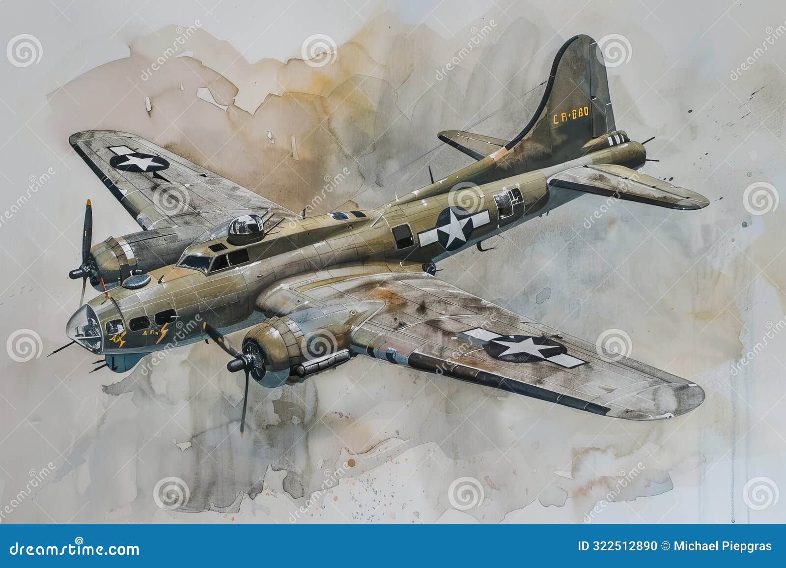 Watercolor of a World War Ii Airplane Stock Photo - Image of warbird ...