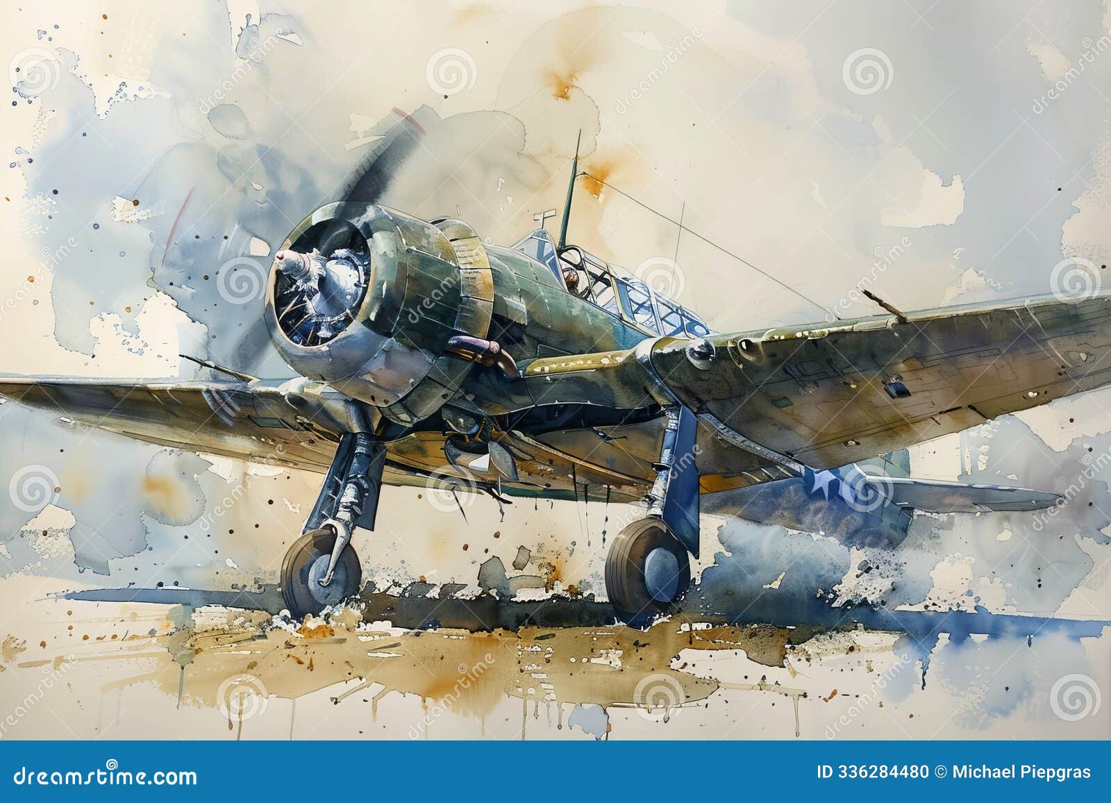Watercolor of a World War Ii Airplane Stock Photo - Image of legendary ...