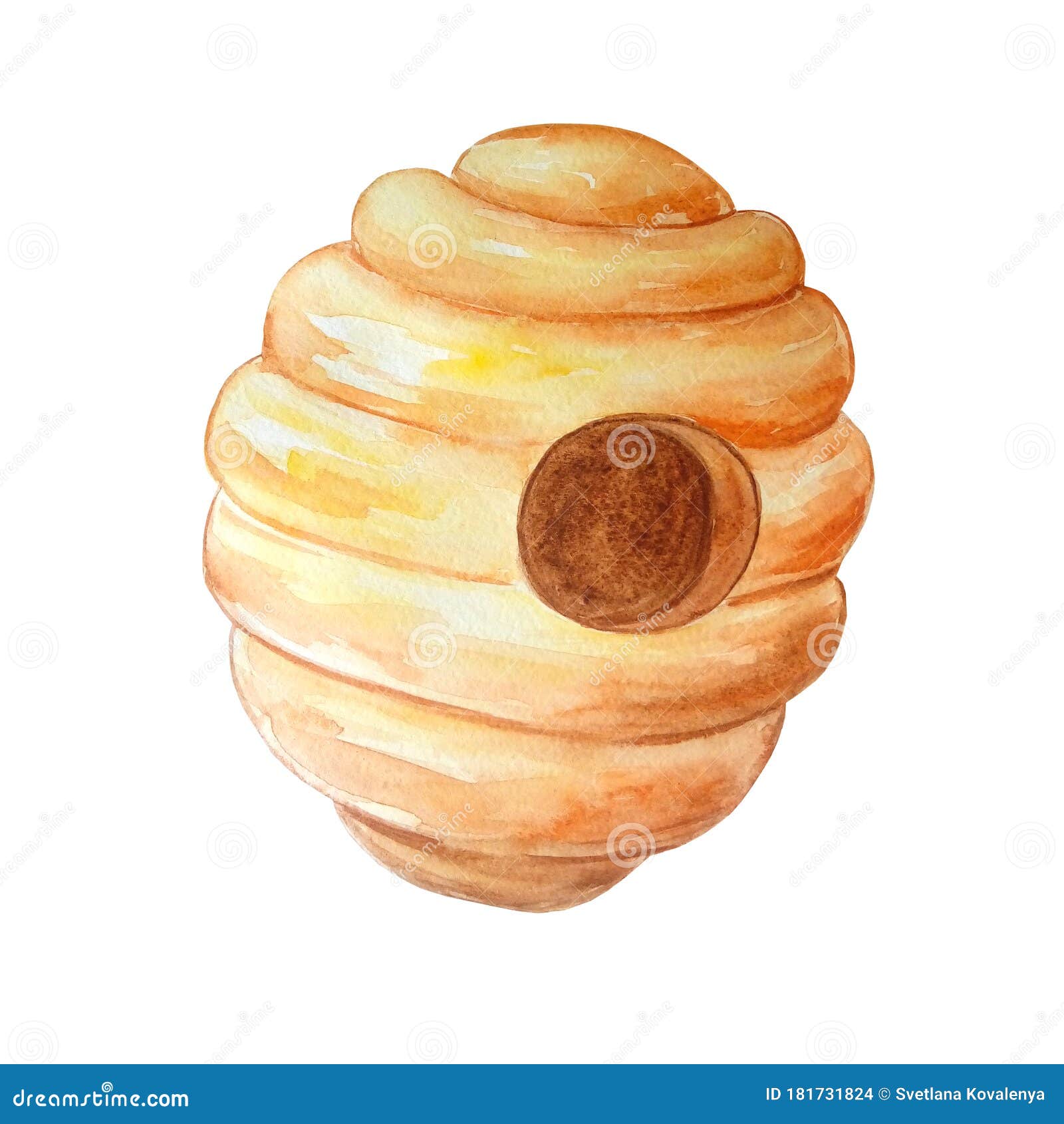 Watercolor yellow beehive stock photo. Image of honey - 181731824