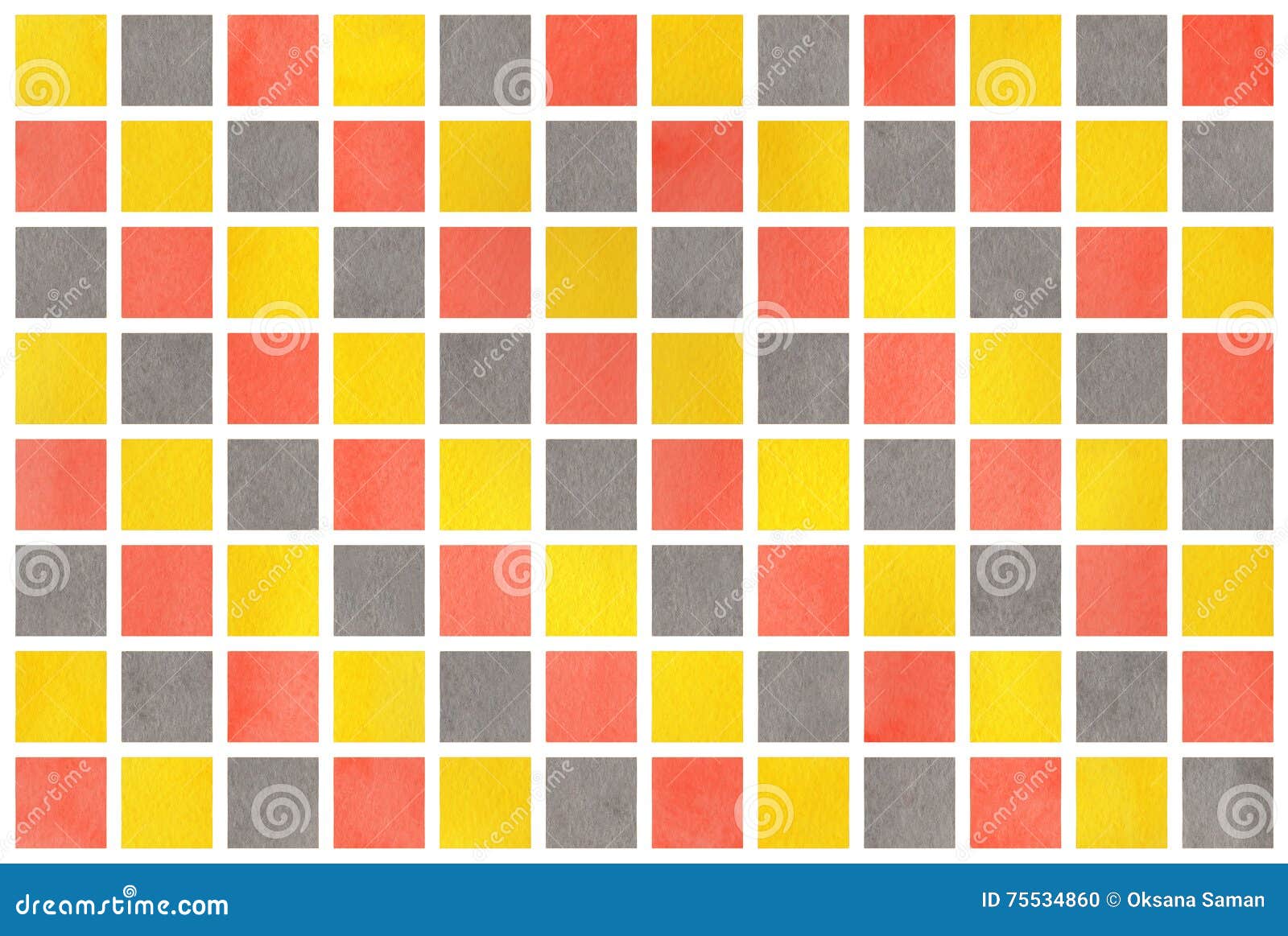 Watercolor Yellow, Gray and Salmon Squares Stock Illustration ...