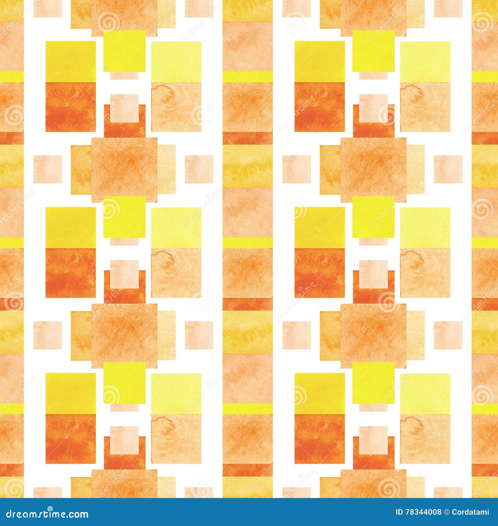 Watercolor Yellow and Orange Squares Seamless Pattern Stock ...