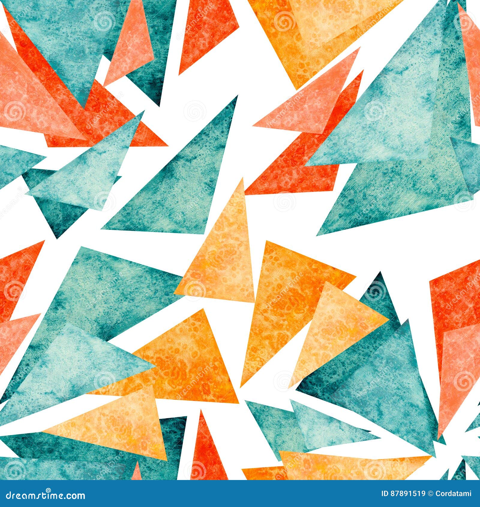 Watercolor Yellow, Red and Blue Triangles Seamless Texture Stock ...