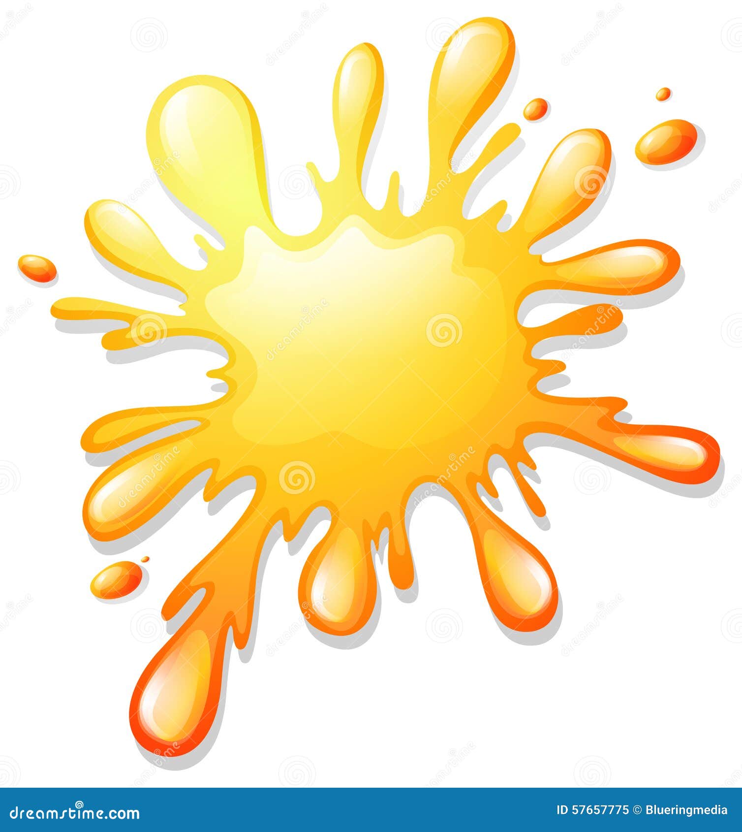 Big Yellow Splash With Scattered Splashes Isolated On White Background ...